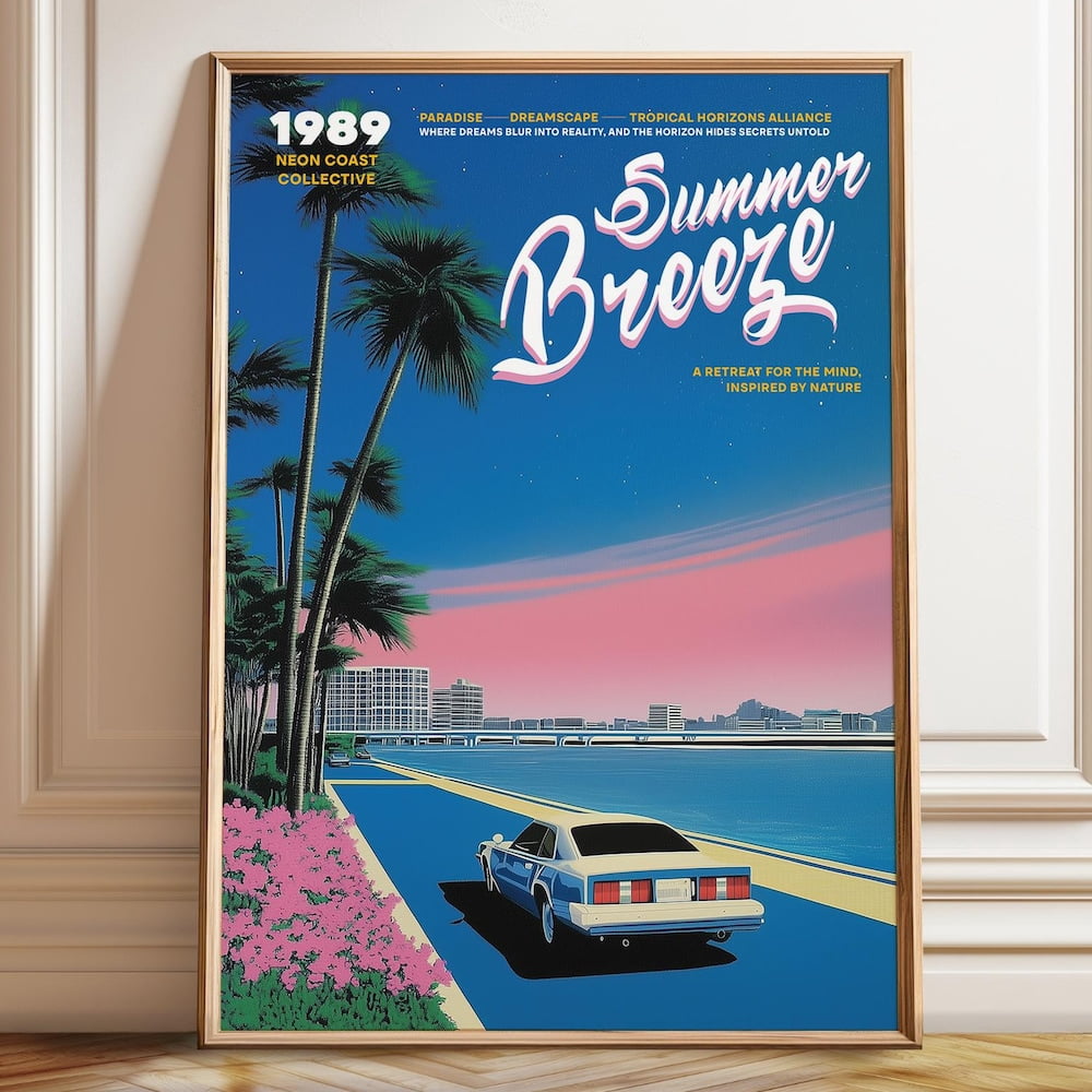 Neon Sunset Miami Vice Wall Art - Pastel Sky Summer Breeze Art Print ...
