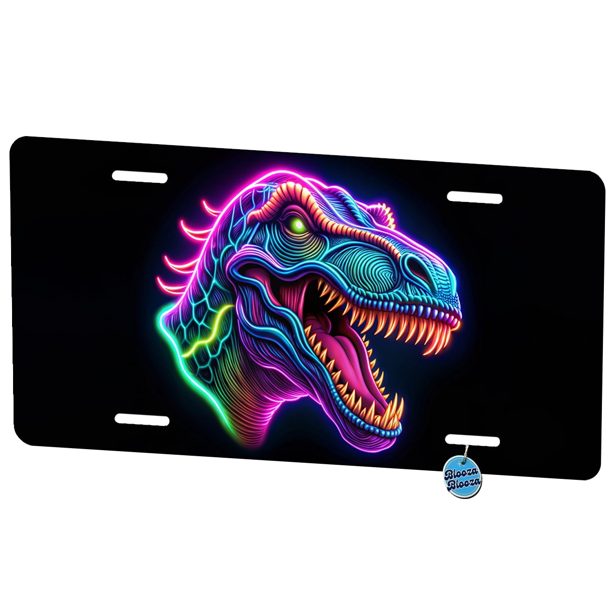 Neon T-Rex Dinosaur Head Metal Novelty License Plate - Walmart.com