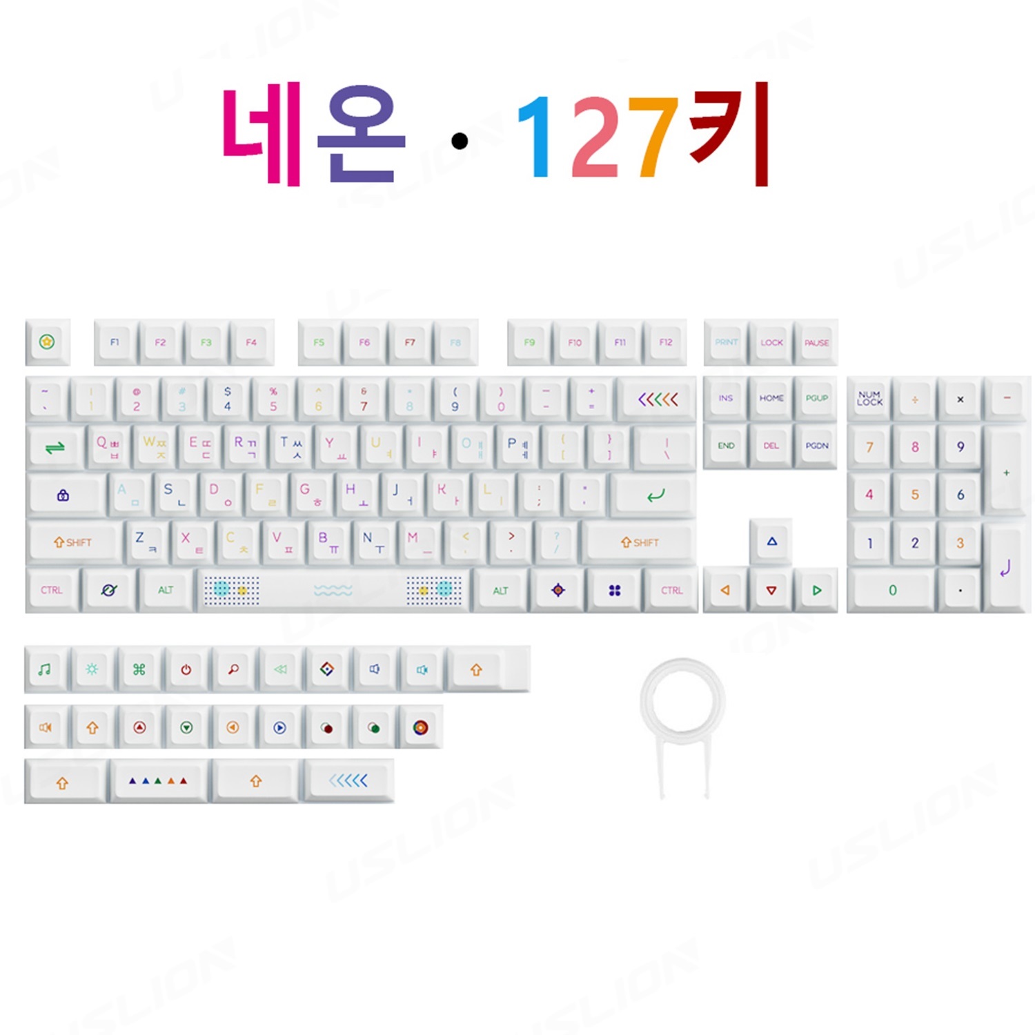 Neon Theme 127 keys PBT Keycaps XDA Profile ISO layout English Korean ...