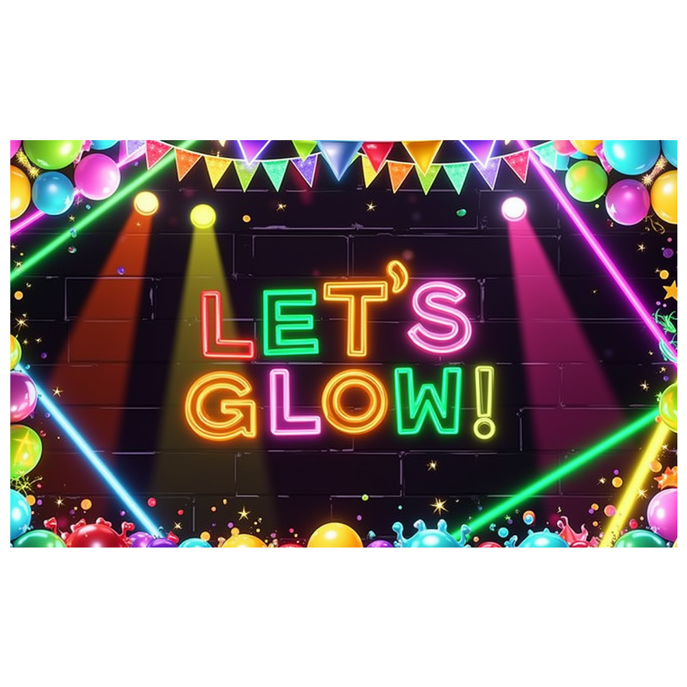 Neon Theme Glow Party Banner Colorful Design for Dance Party Indoor ...