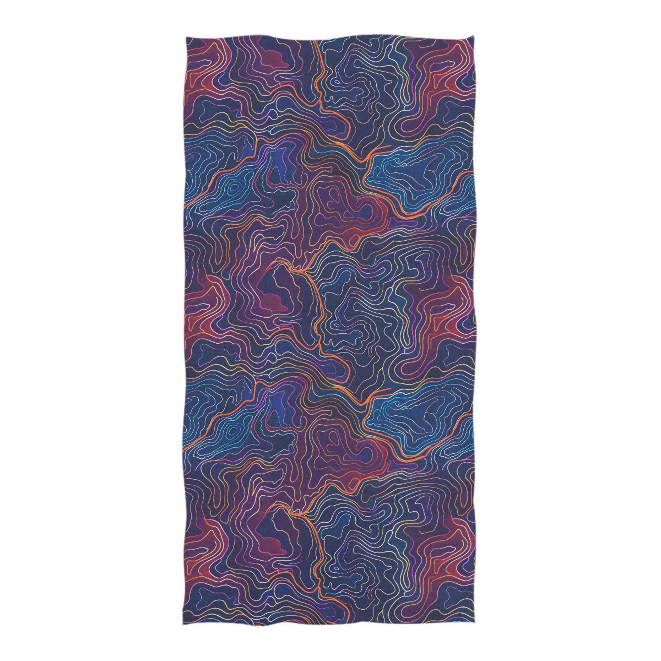 Neon Topography Lines Beach Towel Oversized 74"x37" Pool Towels Soft ...