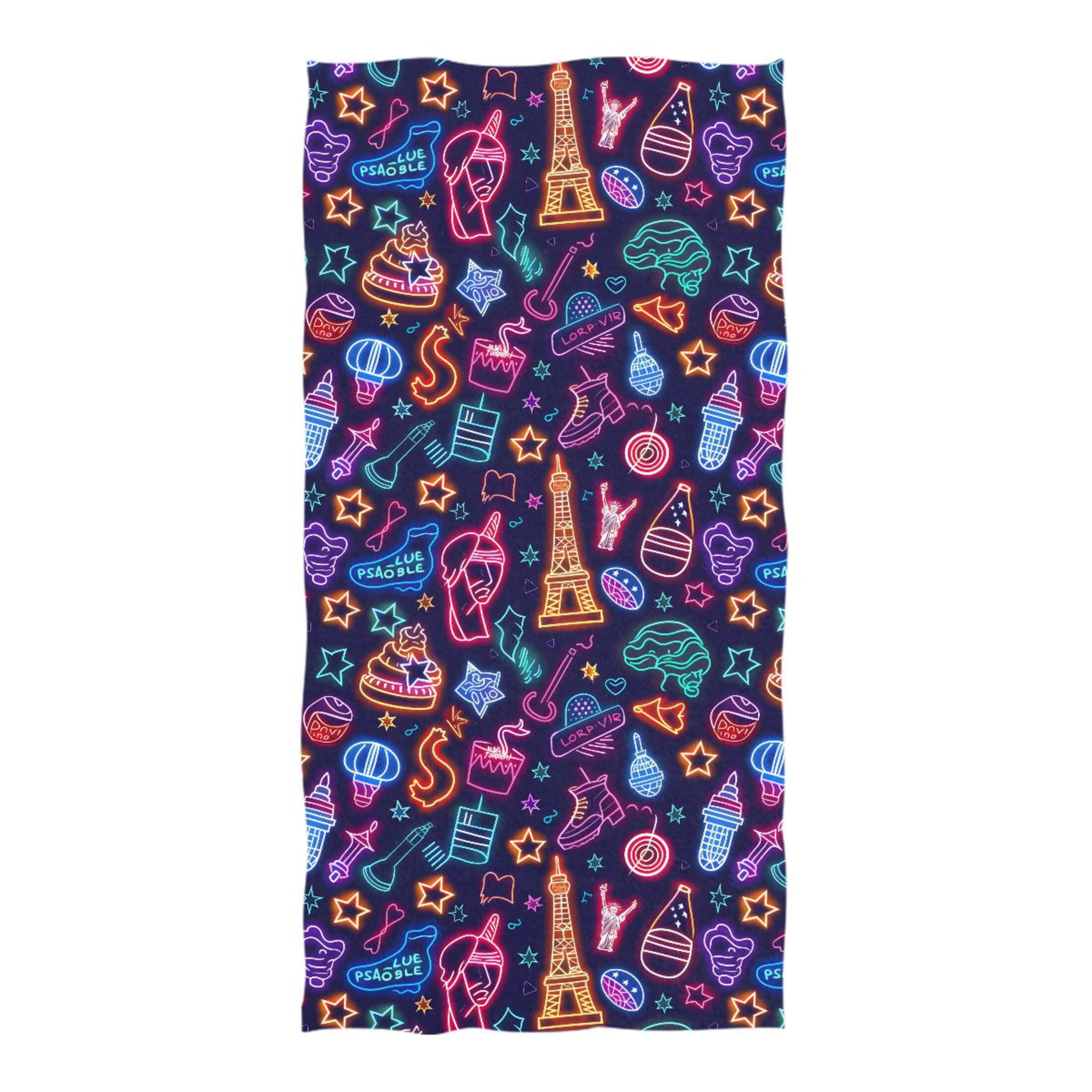 Neon Tower Star Shoescake Beach Towel Oversized 74"x37" Pool Towels ...