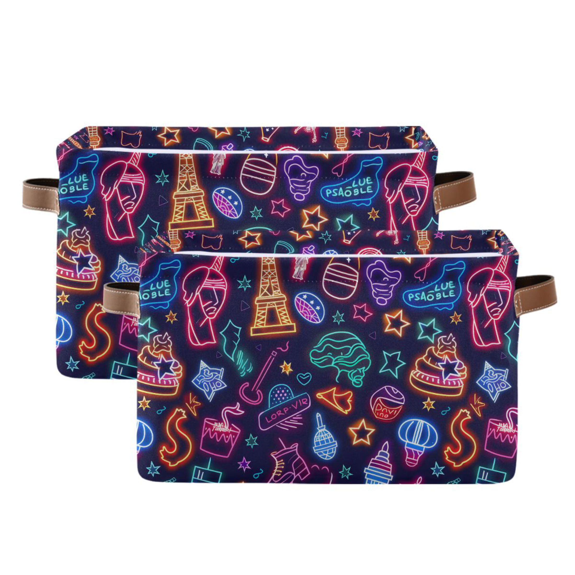 Neon Tower Star Shoescake Storage Bins with Handle Fabric Organizer ...