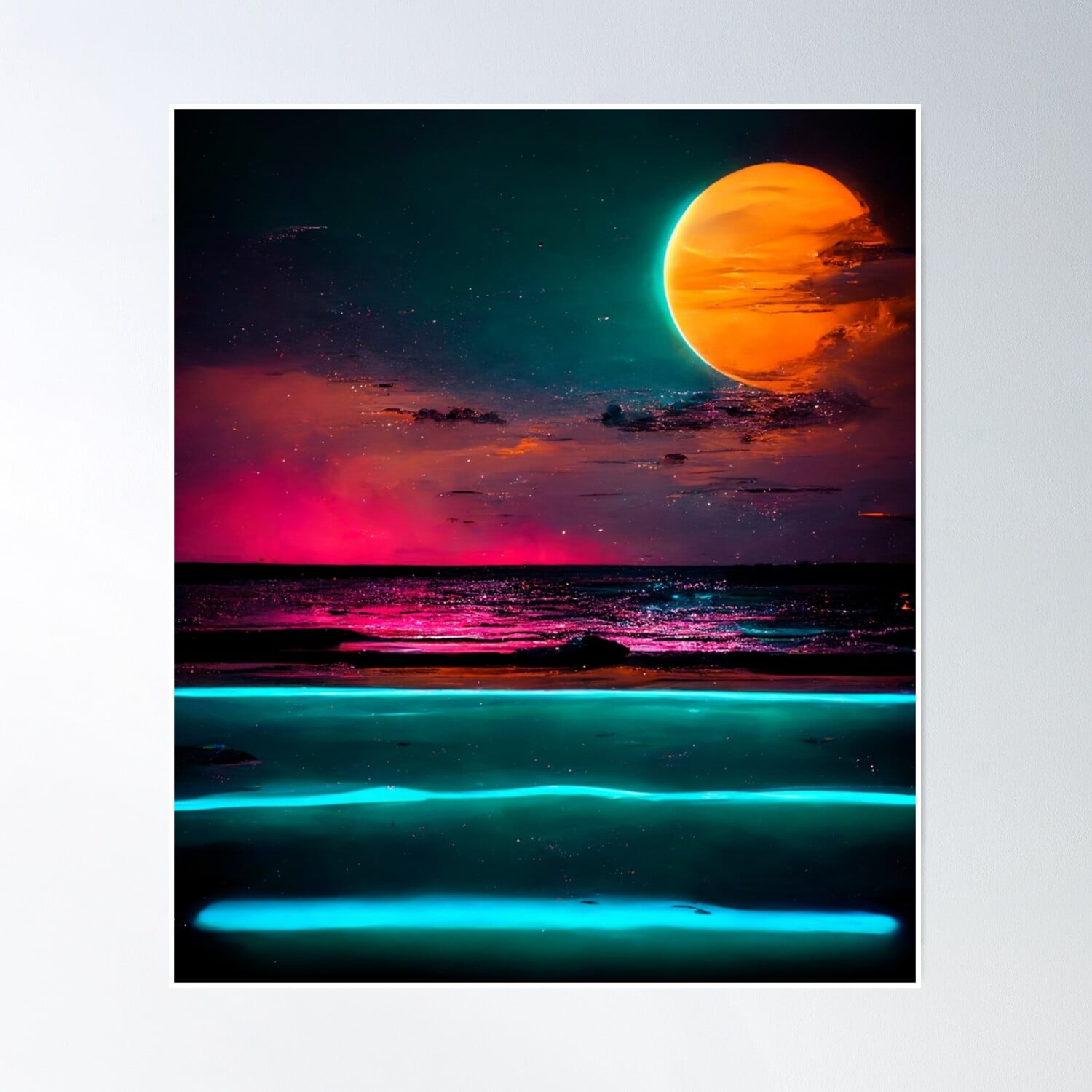 Neon Tropical Lagoon Poster Wall Art, Modern Wall Decor, 8x12 UNFRAMED ...