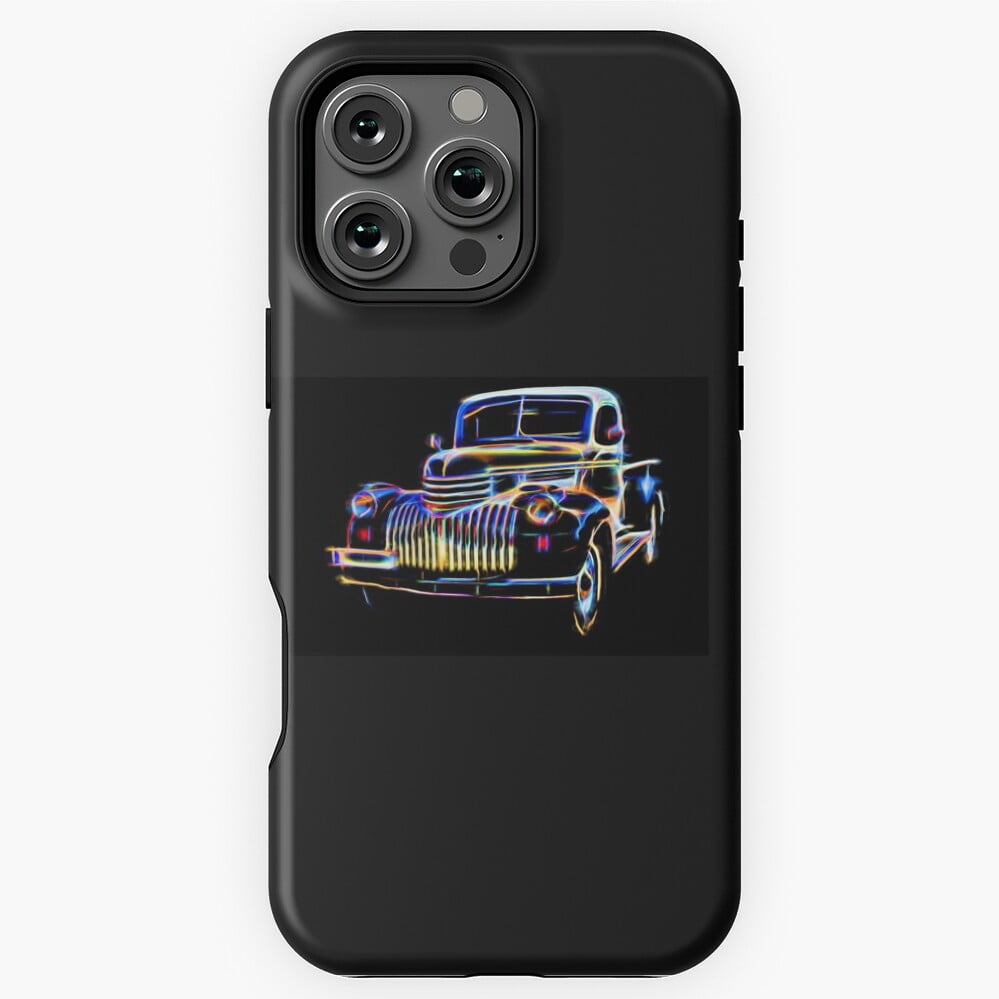 Neon Vintage Chevrolet Pick up Truck Phone Case for iPhone 16 15 14 13 ...