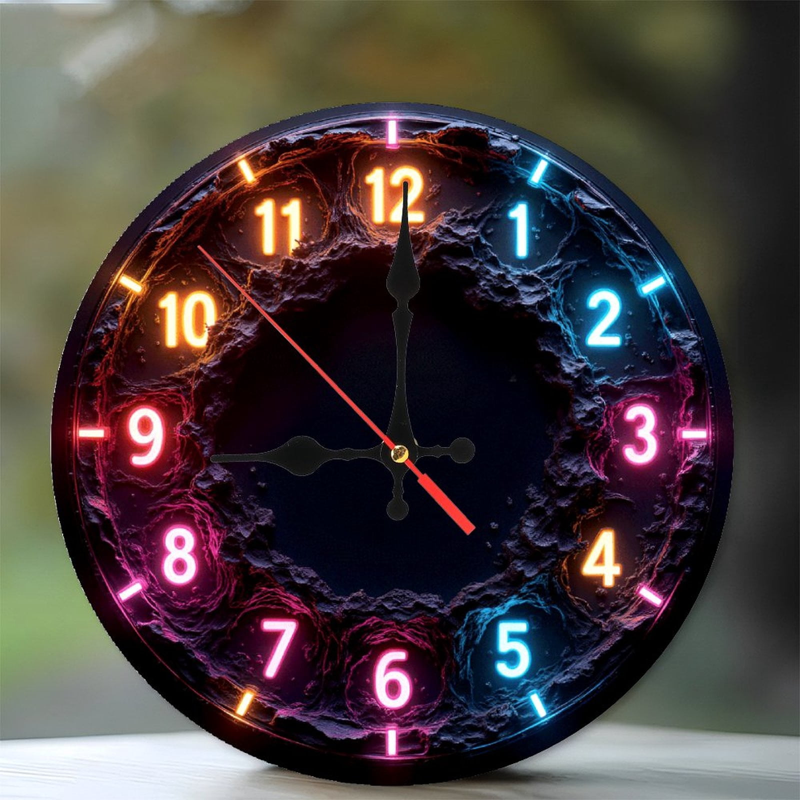 Neon Wall Clock Modern Design Colorful LED Light(1) 10-Inch Silent ...