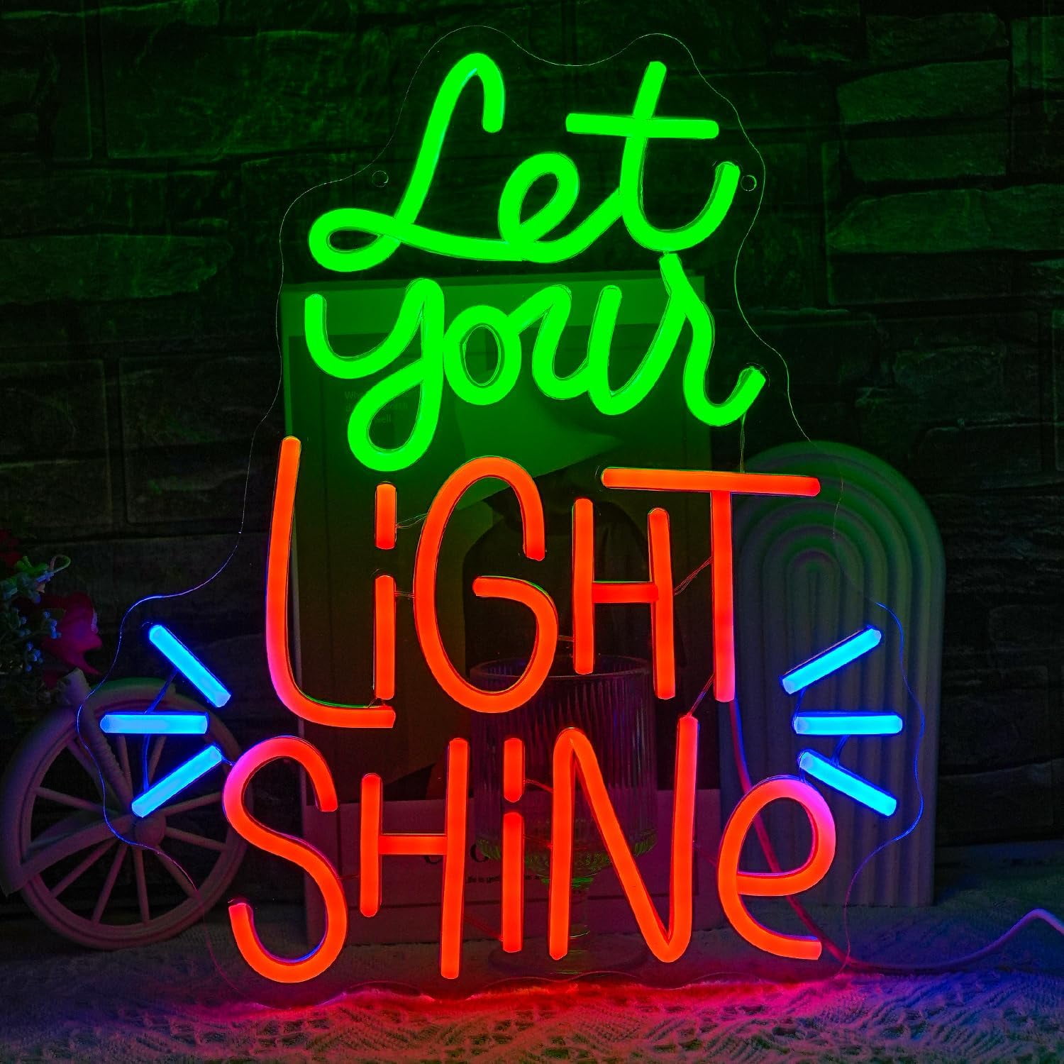 Neon Wall Decor for Christian Prayer Room: Let Your Light Shine Bible ...
