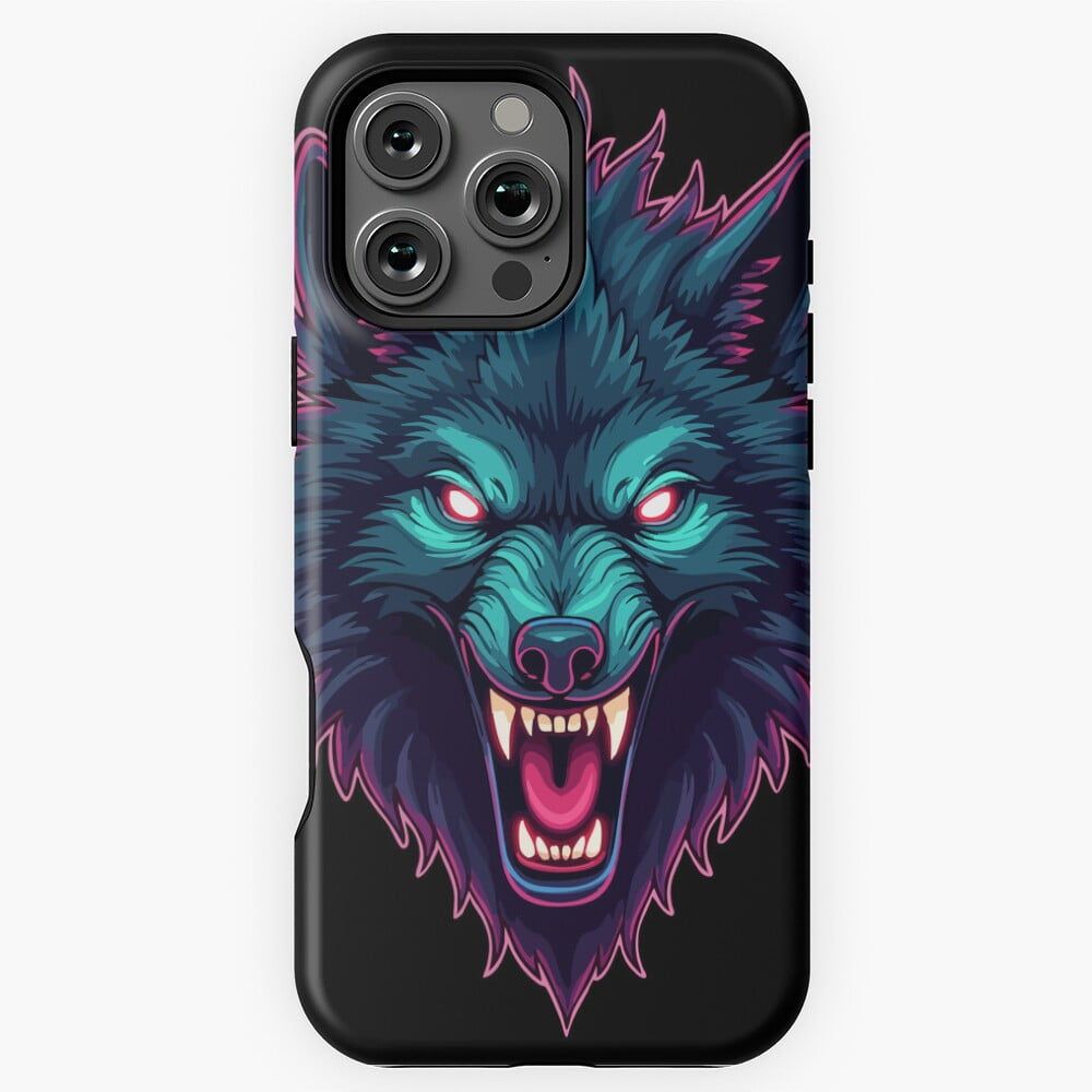 Neon Werewolf Head Wild and Scary Phone Case for iPhone 16 15 14 13 12 ...