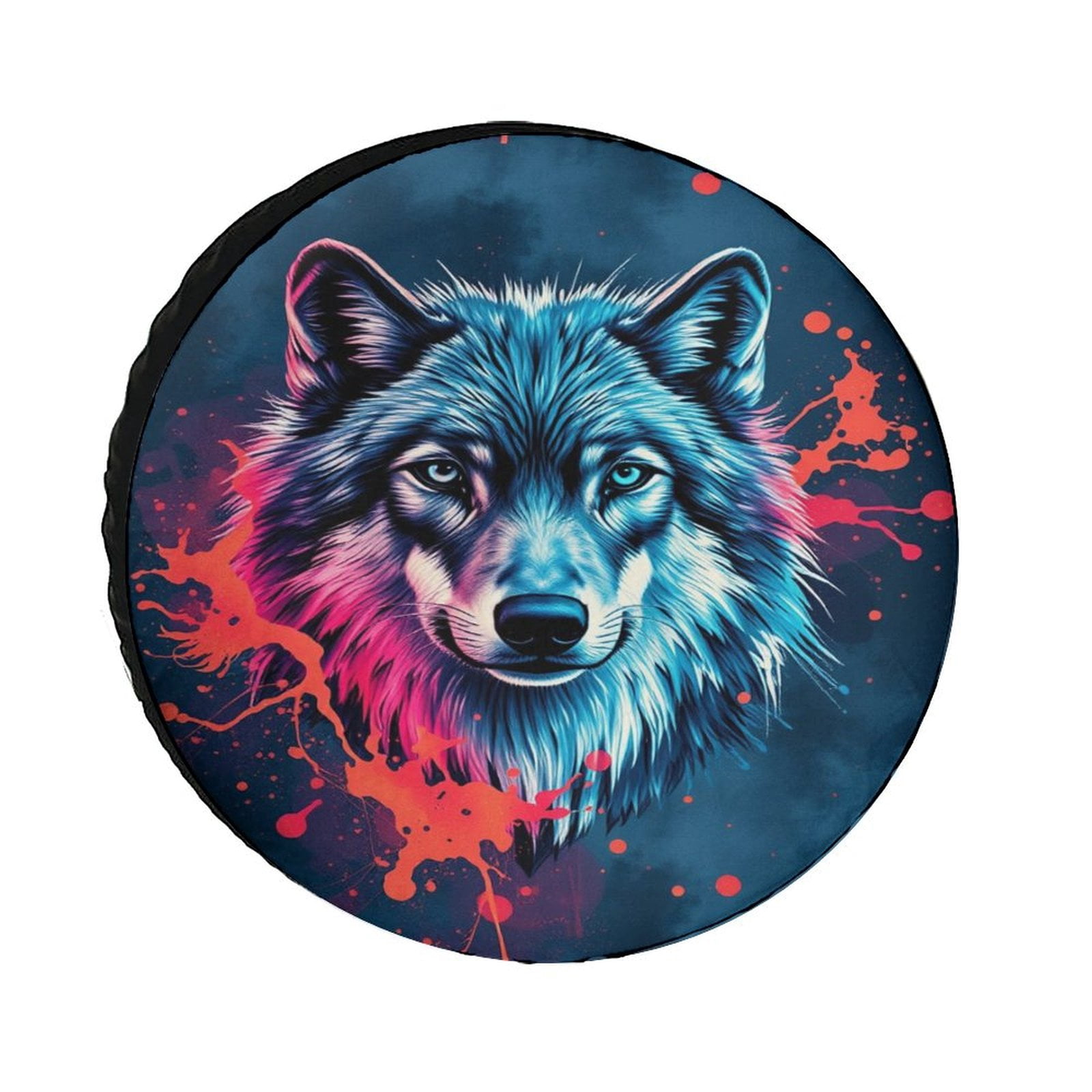 Neon Wolf Art Print Spare Tire Cover Universal Waterproof Dust Proof ...