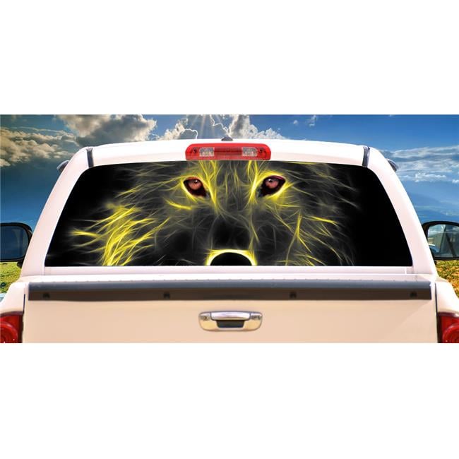 Neon Wolf Rear Window Graphic Truck View Thru Vinyl Decal - Walmart.com