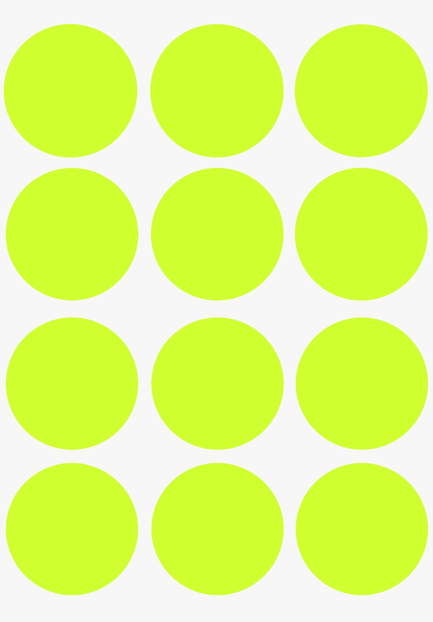 Neon Yellow Color Sticker Sheets 1.5 inch (38 mm) Round Color-Coding ...