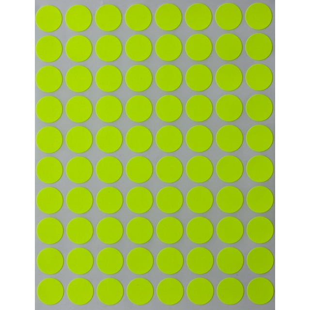 Neon Yellow Dot Sticker Sheets (13mm) 0.5 Round Price Stickers Blank 1/ ...