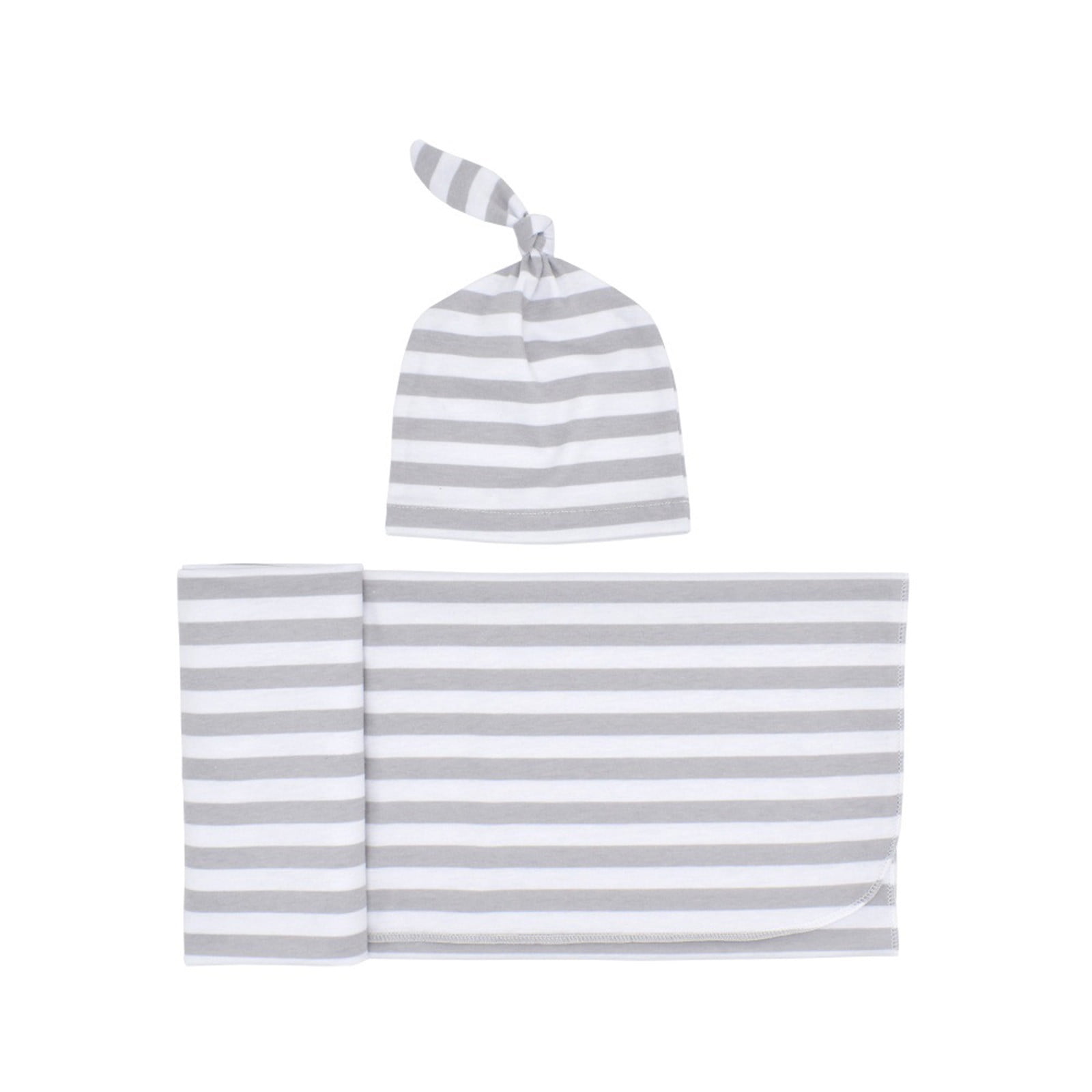 Neonatal Cotton Striped Scarf Fetal Cap 2-Piece Set-Border Newborn ...
