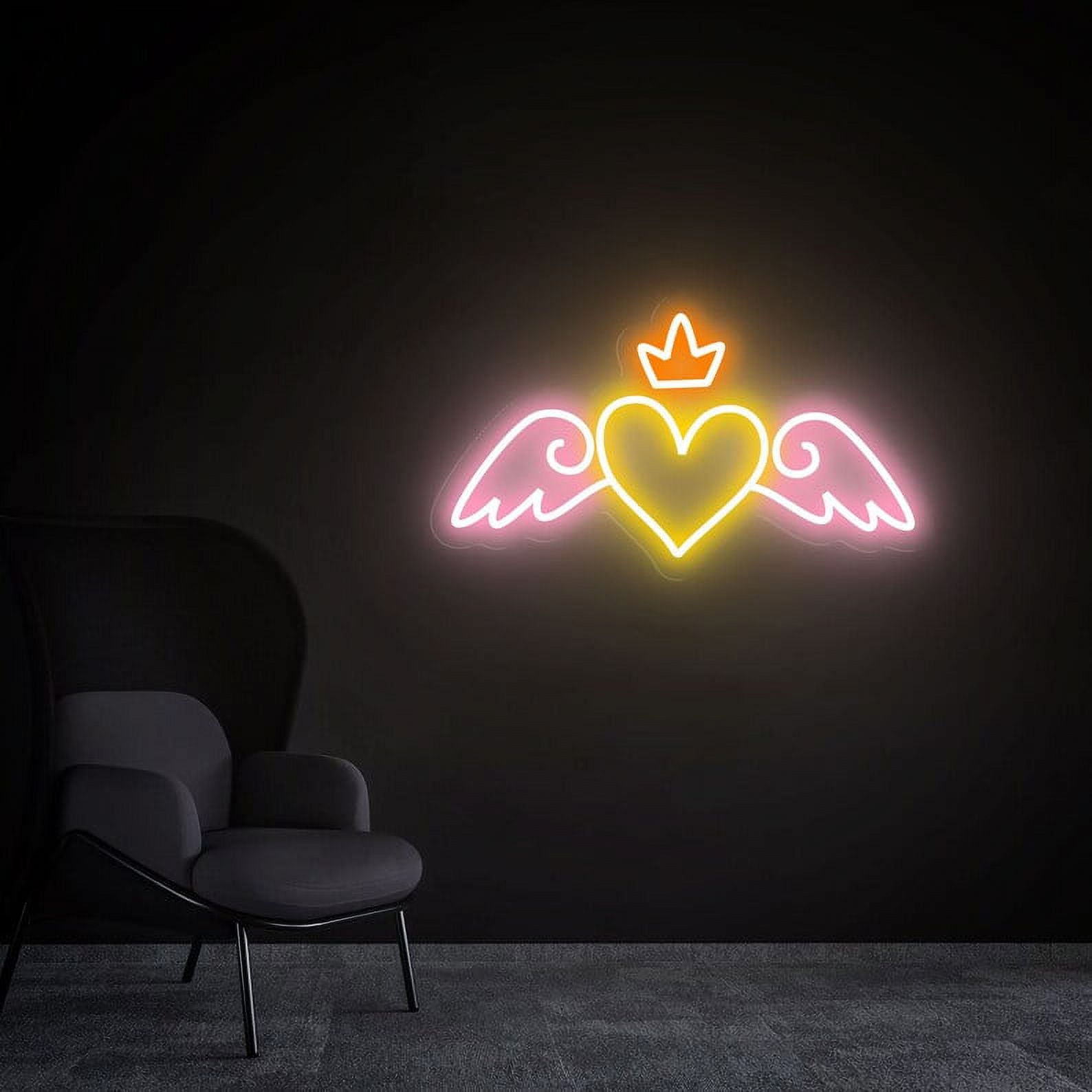 Neonium Crown Neon Sign Crown Heart Wings Led Neon Sign Kids Room Decor ...