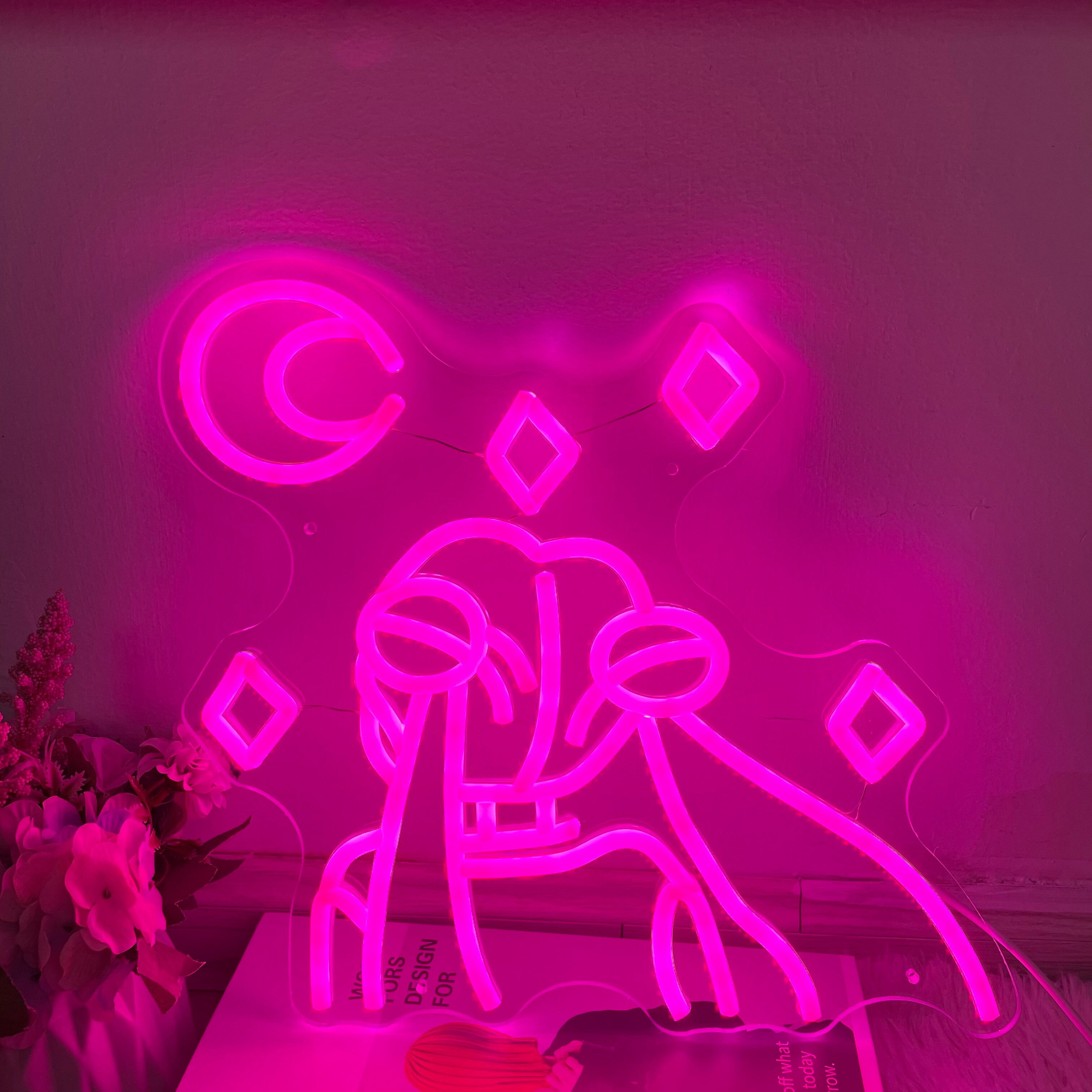 Neonium Custom Anime Moon Neon Sign Beautiful Girl Bedroom Decor For ...
