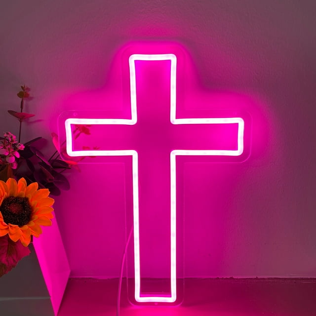 Neonium Handcrafted Christian Cross Led Neon Sign for Happy Bedroom ...