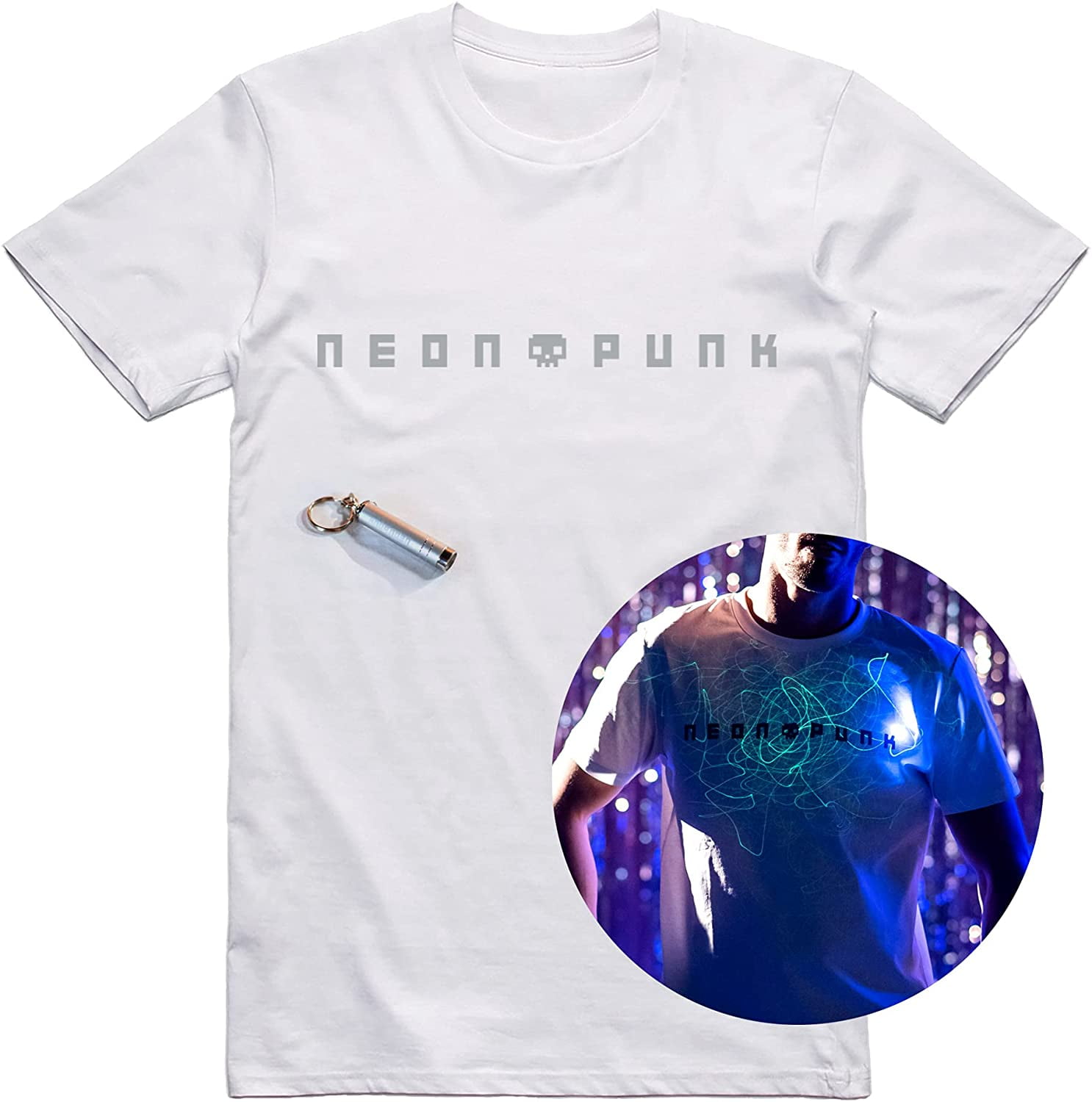 Neonpunk Interactive Glow In The Dark T-Shirt with LED pen, Adults ...