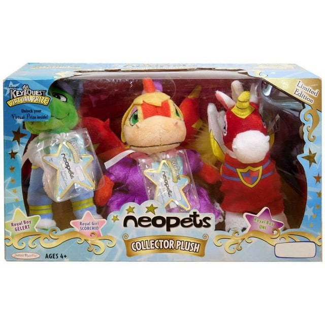 Neopets Royal Boy Gelert, Royal Girl Scorchio & Royal Boy Uni Plush Set ...