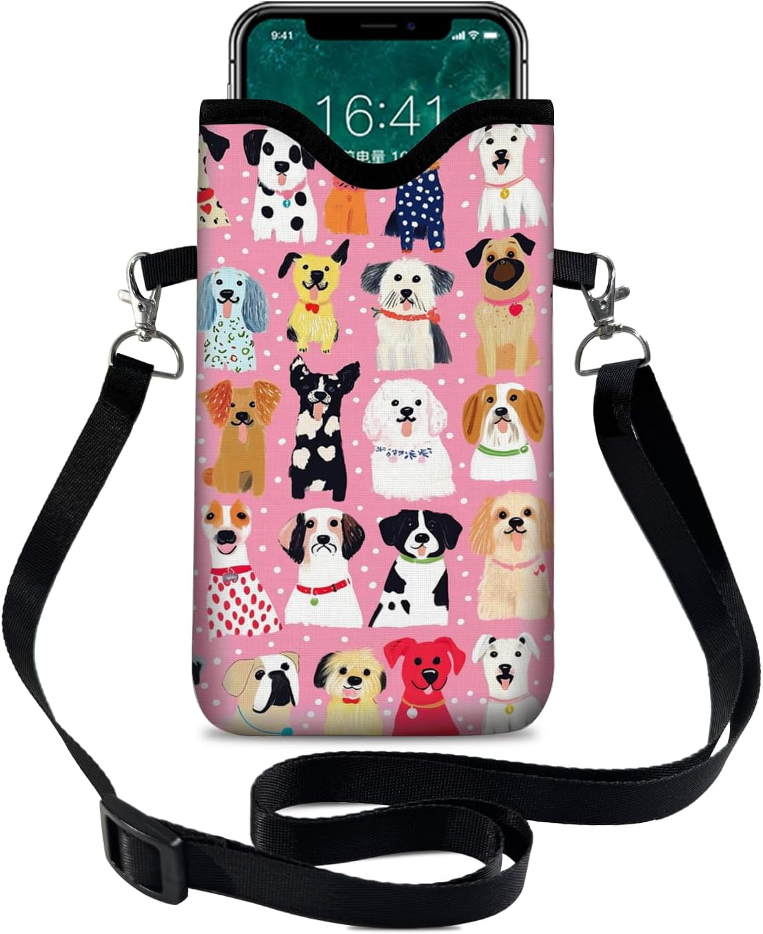 Neoprene Cell Phone Sleeve Pouch Case Bag with Crossbody Strap Neck ...