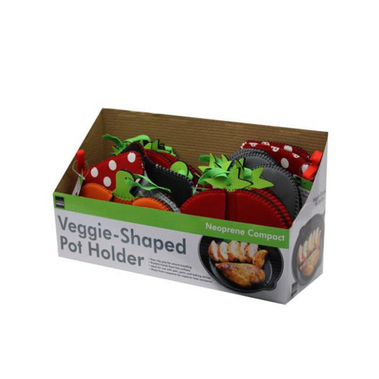 Neoprene Compact Veggie-Shaped Pot Holder Countertop Display - Pack of ...