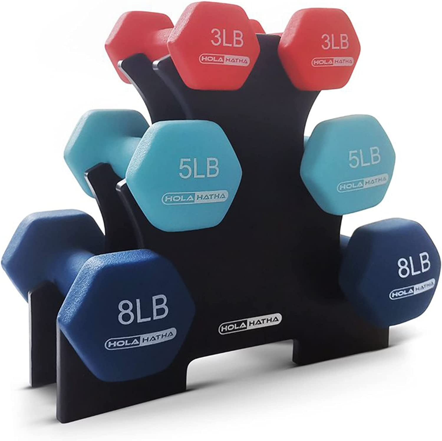 Neoprene Dumbbell Free Hand Weight Set with Rack, Ideal for Home ...