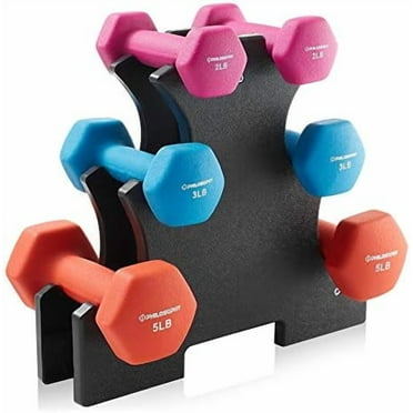 Tru Grit Fitness 15lb Coated Hex Neoprene Dumbbell Set, Anti-Roll Hand ...