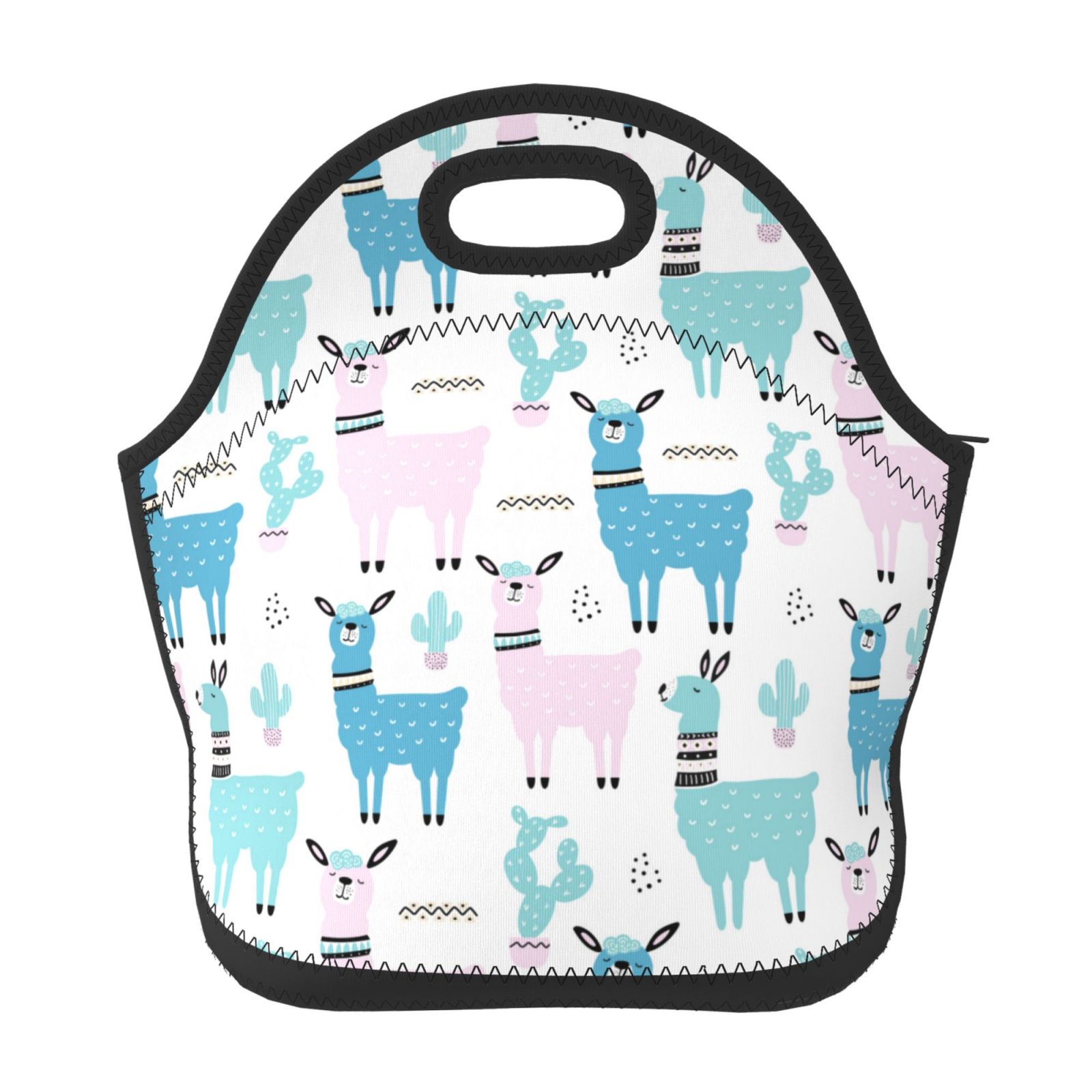 Neoprene Insulated Lunch Bags for Men Women - Colorful Cute Alpaca ...