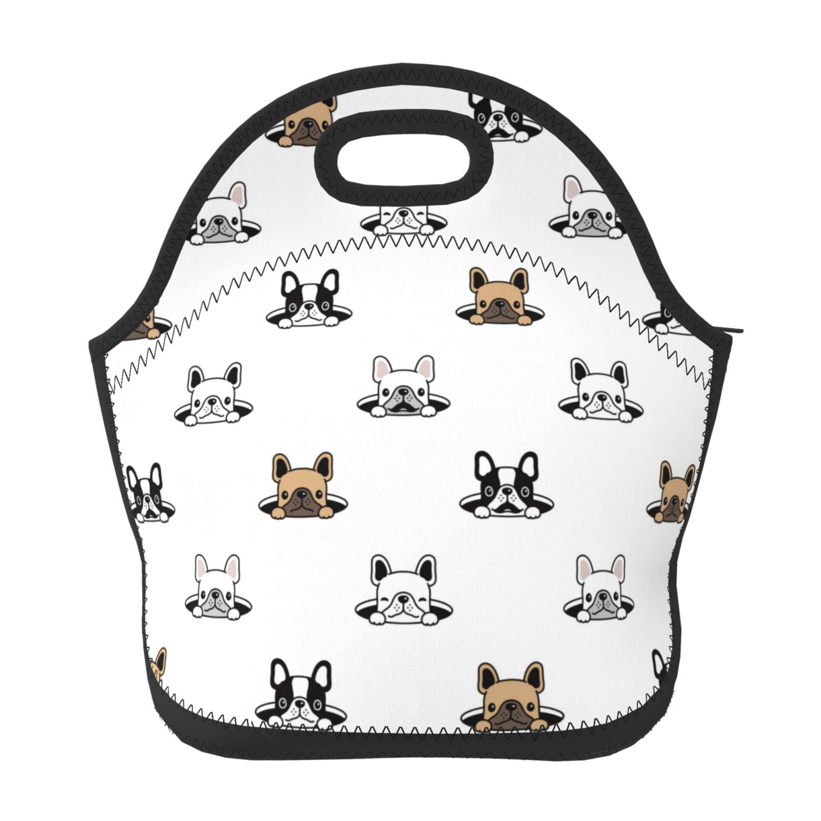 Neoprene Insulated Lunch Bags for Men Women - Cute Funny French Bulldog ...