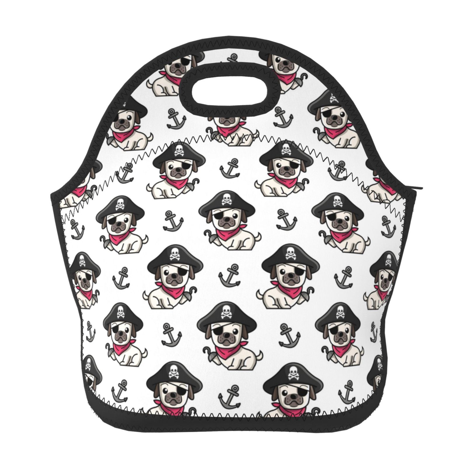 Neoprene Insulated Lunch Bags for Men Women - DOG IS WEARING PIRATE ...