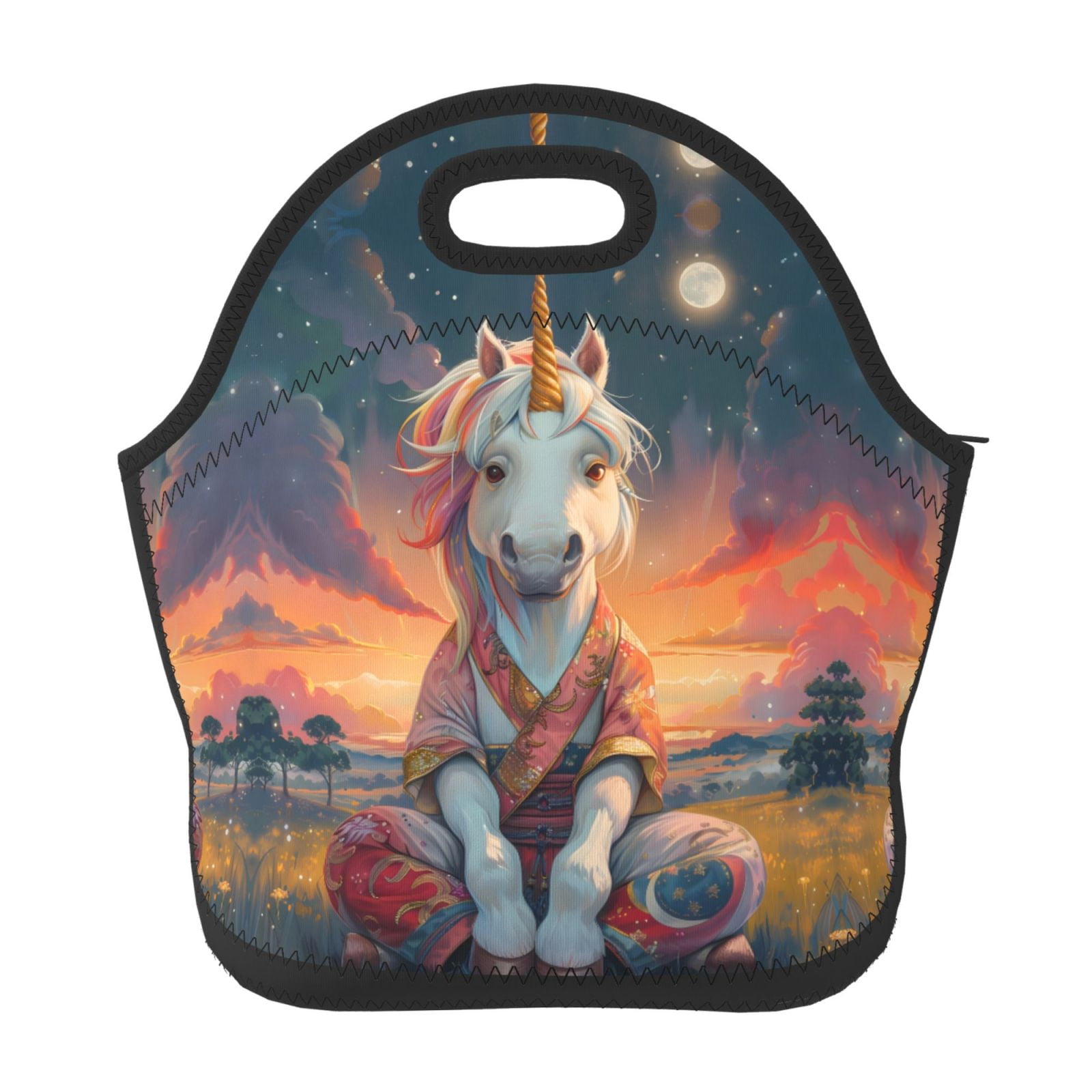 Neoprene Insulated Lunch Bags for Men Women - Starry Sky Cute Horse ...