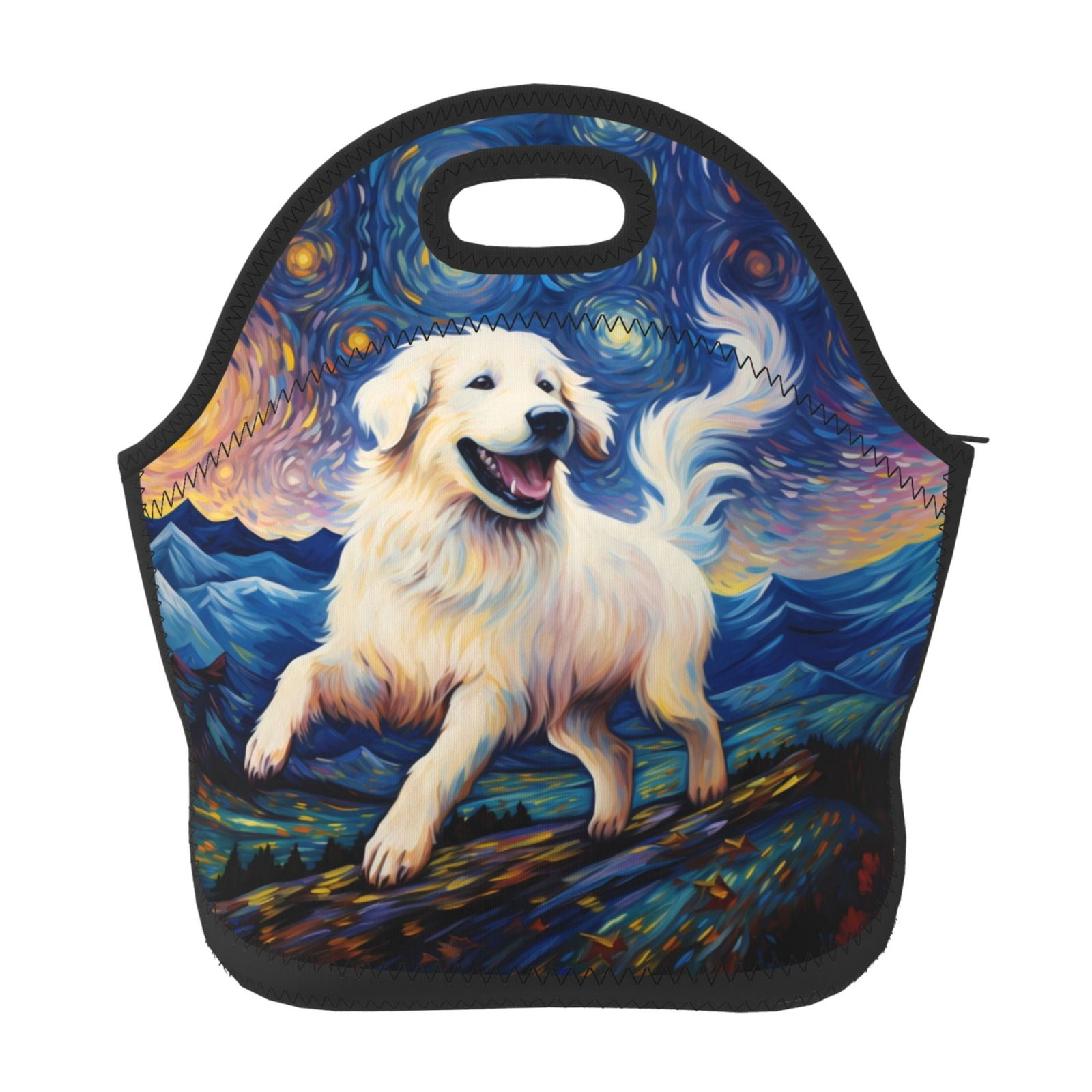 Neoprene Insulated Lunch Bags for Men Women - Vintage Starry Sky Puppy ...