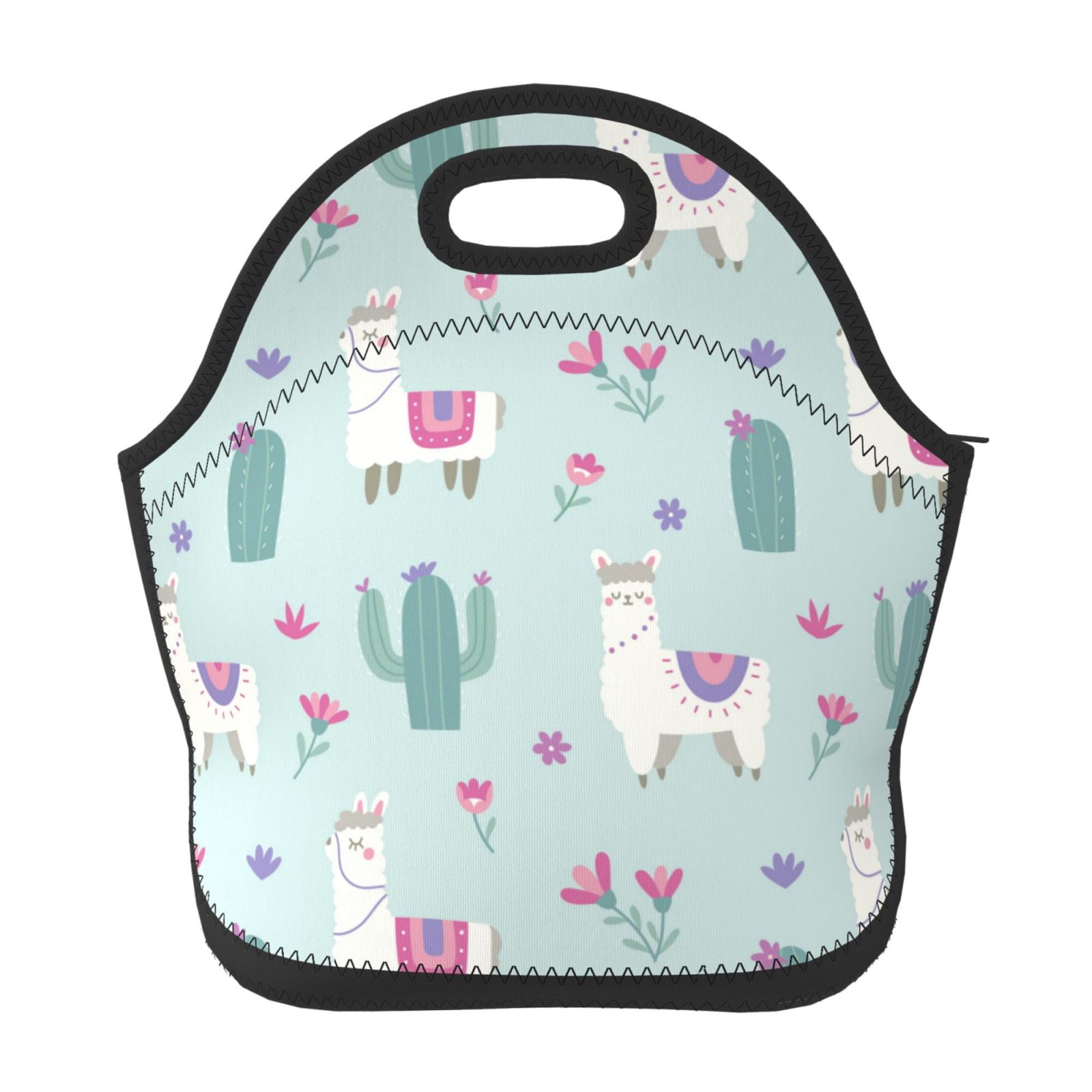 Neoprene Insulated Lunch Bags for Men Women with Zipper - Cute Alpaca ...