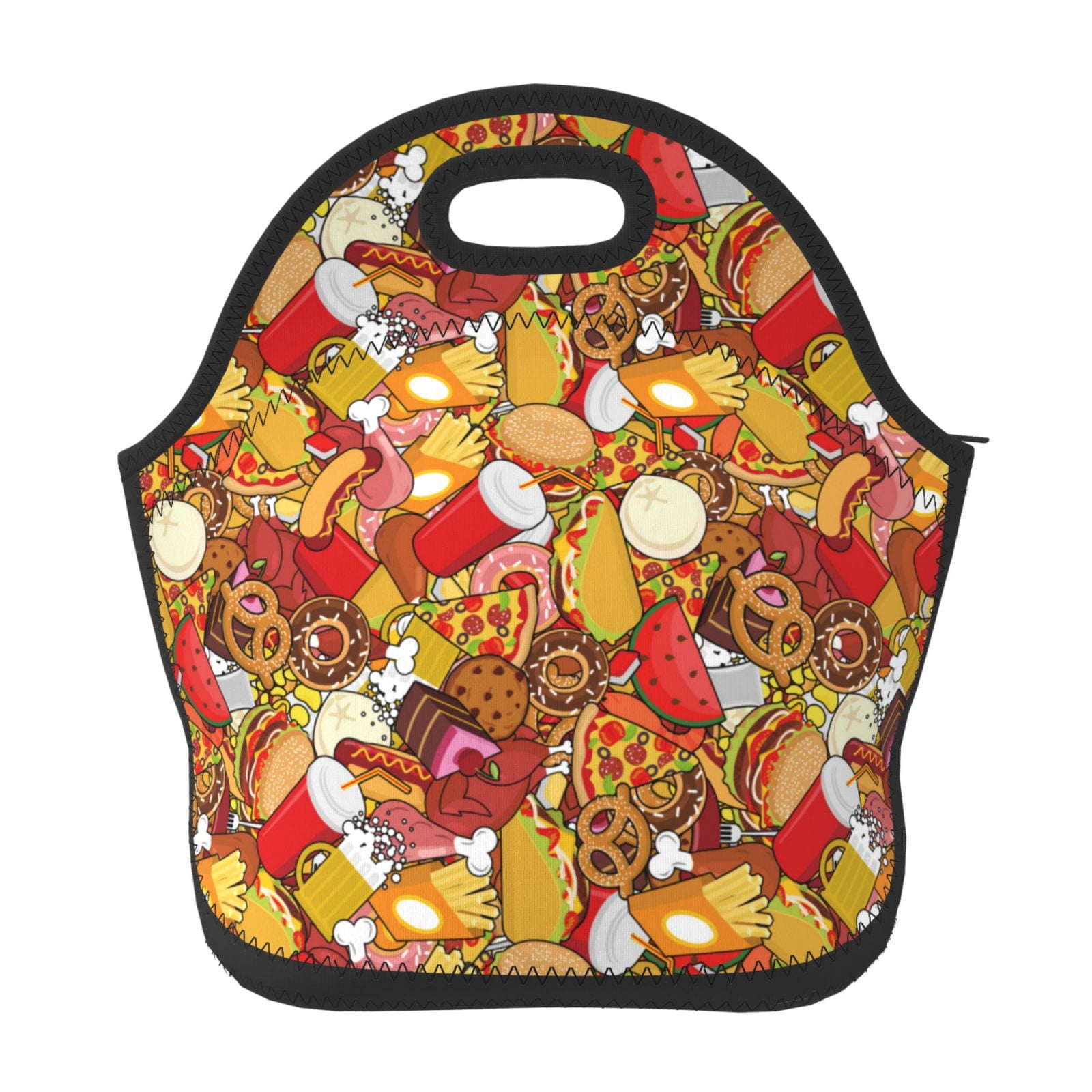 Neoprene Insulated Lunch Bags for Men Women with Zipper - Cute Food ...