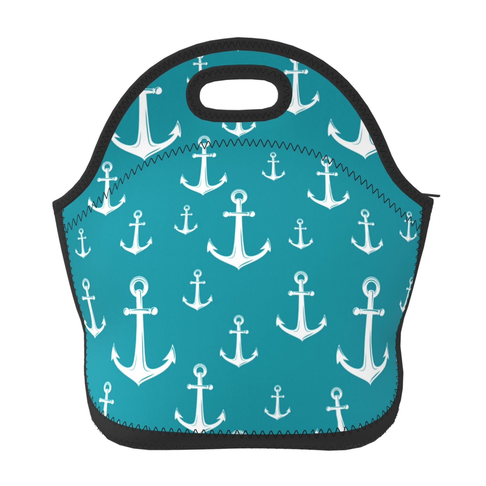 Neoprene Insulated Lunch Bags for Men Women - white anchors blue cute ...