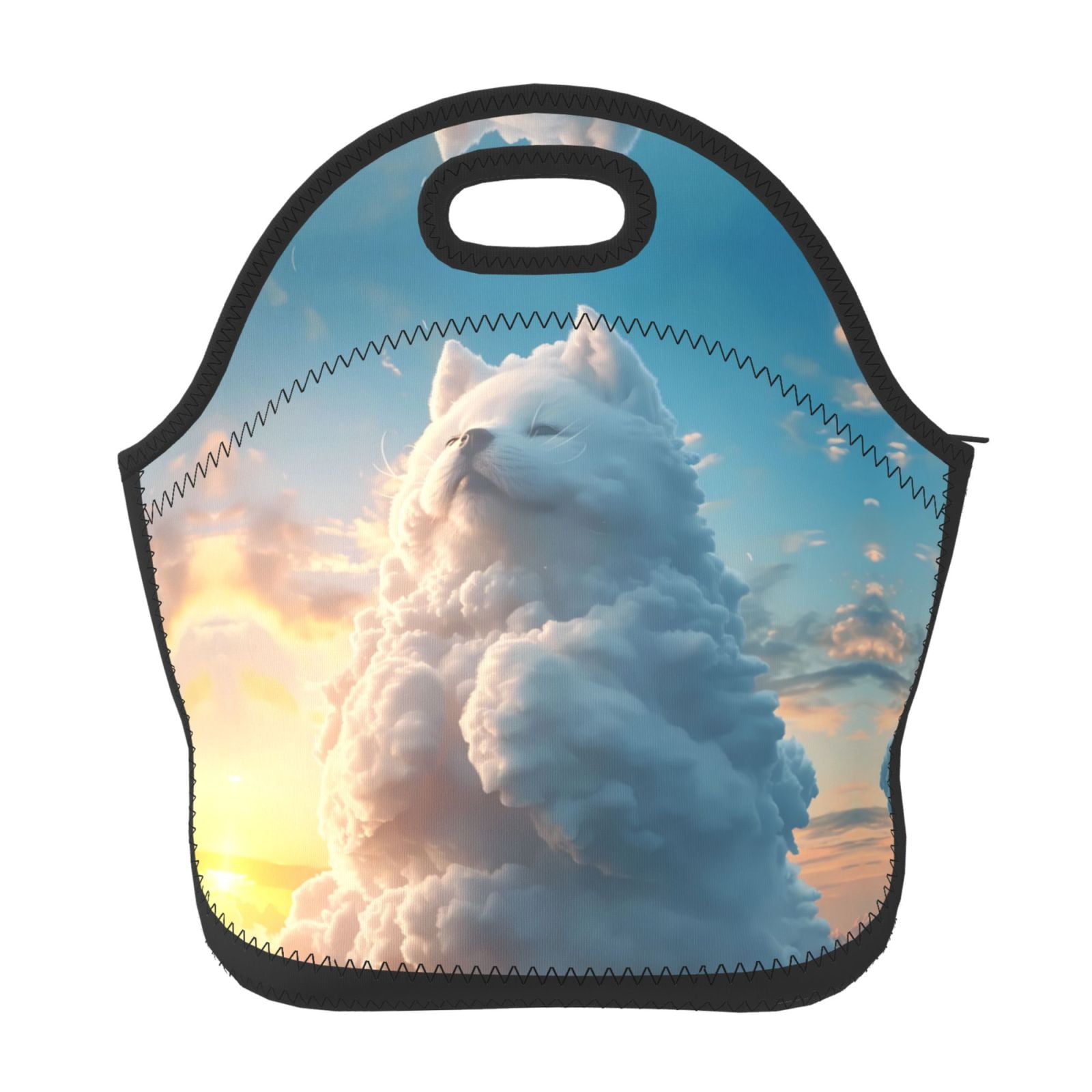 Neoprene Insulated Lunch Bags for Men Women - Cute Cloud Cat Water ...