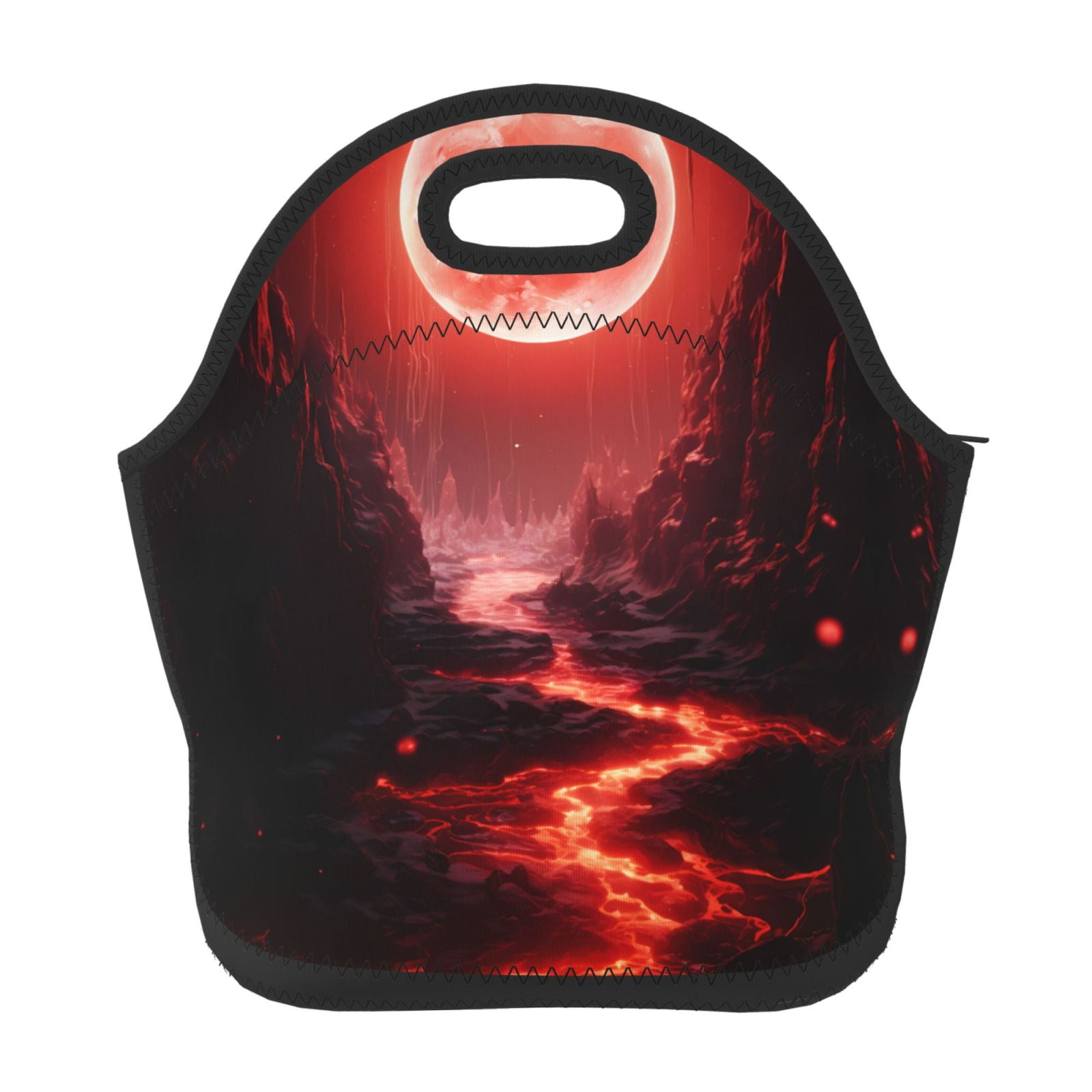 Neoprene Insulated Lunch Bags for Men Women - Red Moon Lava Water Proof ...
