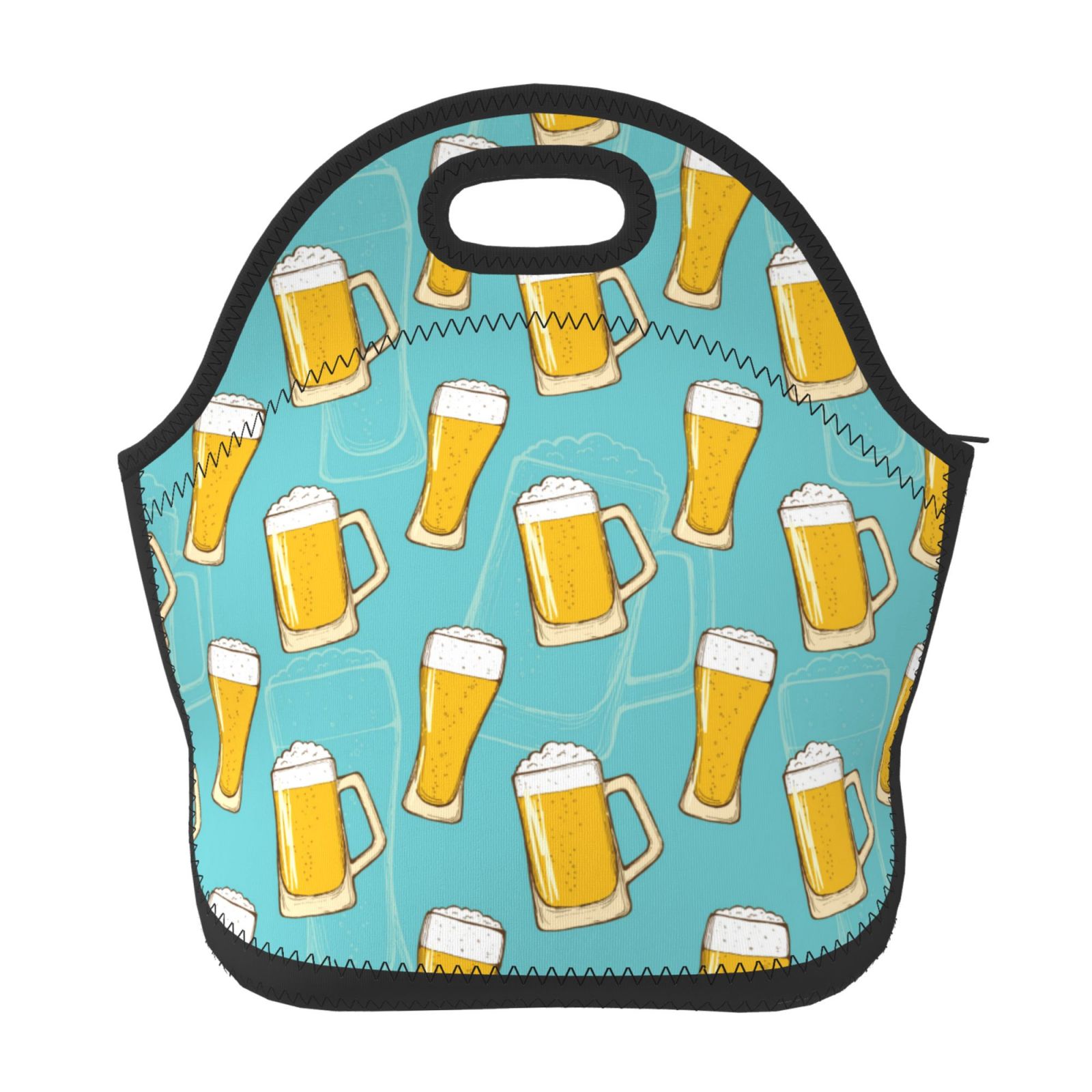 Neoprene Insulated Lunch Bags for Men Women with Zipper - Beer print B ...