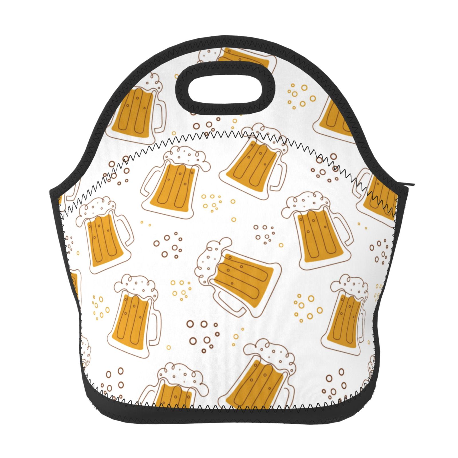 Neoprene Insulated Lunch Bags for Men Women with Zipper - Beer print C ...
