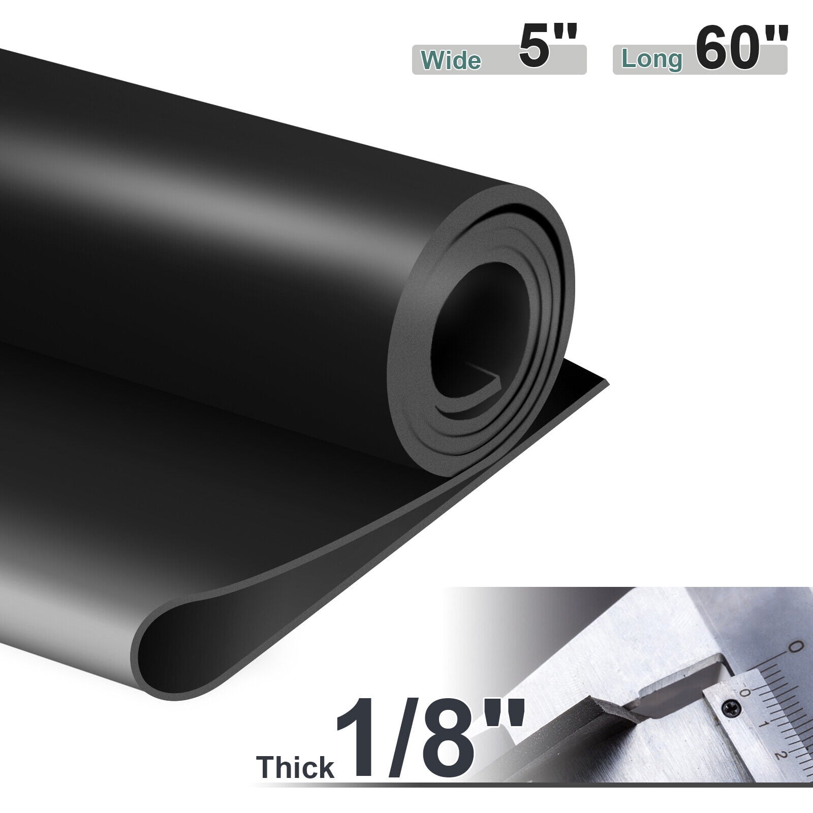 Neoprene Rubber Sheet, 1/8" Thick, 5"W x 60"L, DIY Gasket, Anti ...