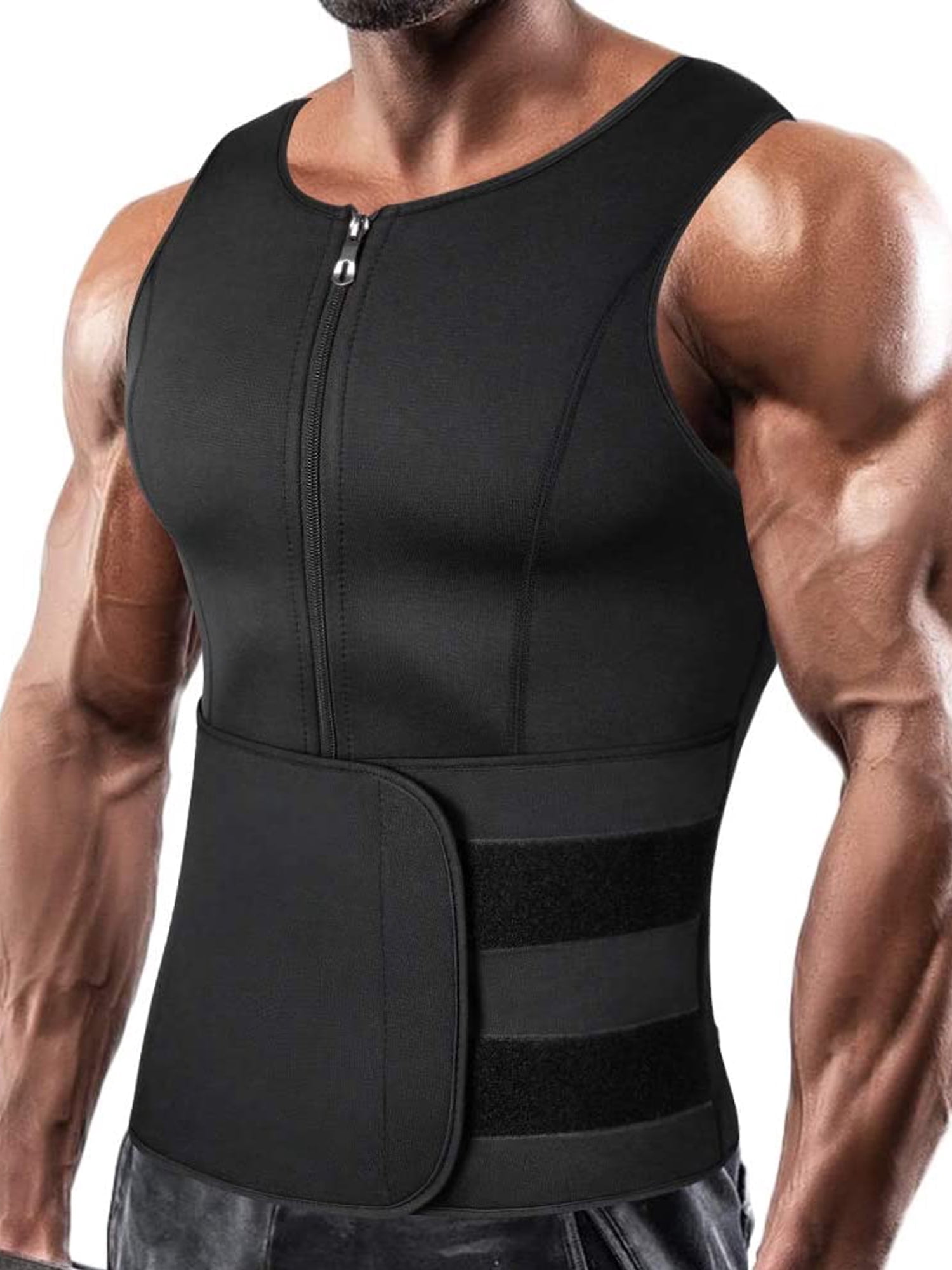 Men's Neoprene Sauna Suit - Zipper Waist Trainer Vest, Body Shaper with ...