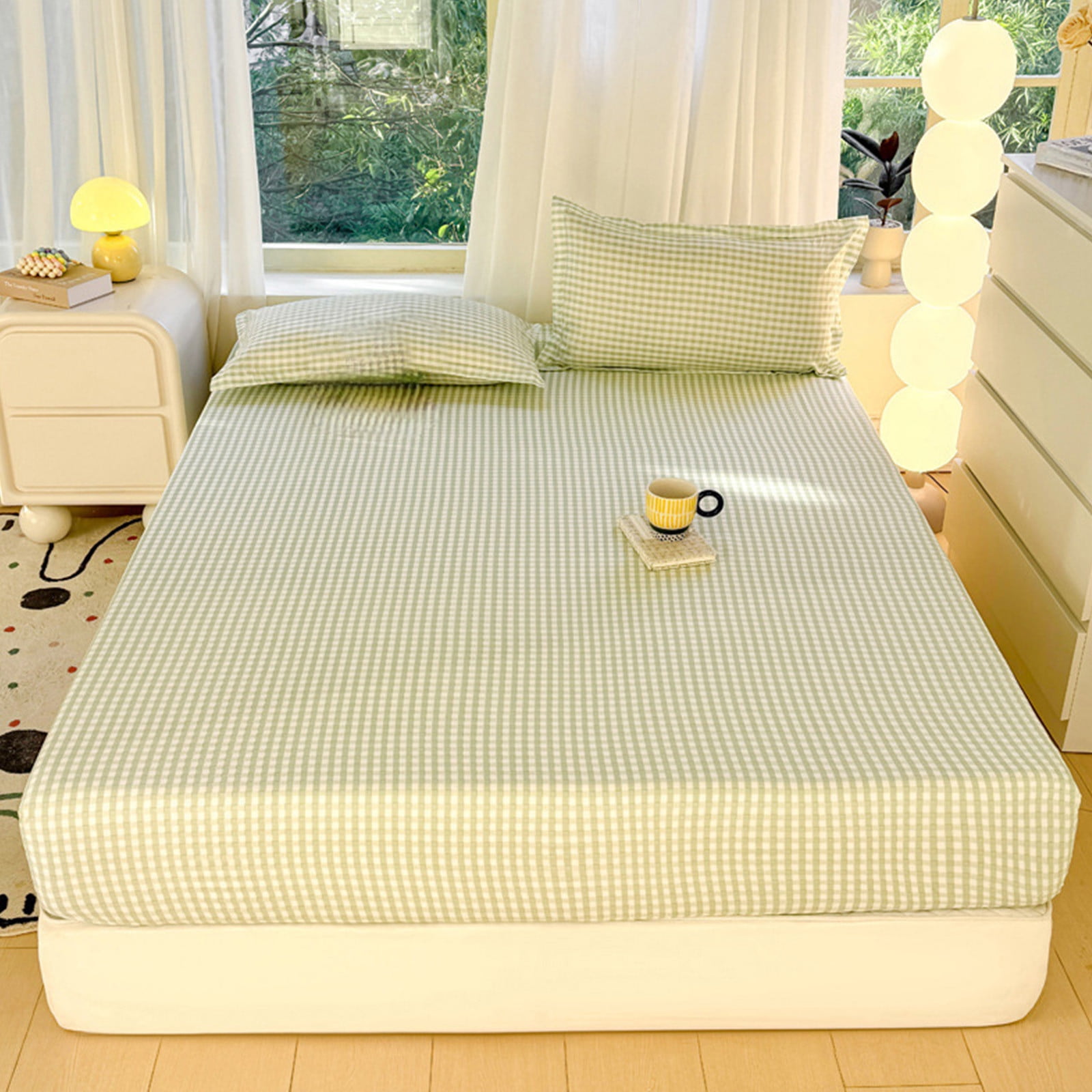 Neorosiri Bed Cover,Light Checkered Twin Size 59x79in,Polyester Easy ...