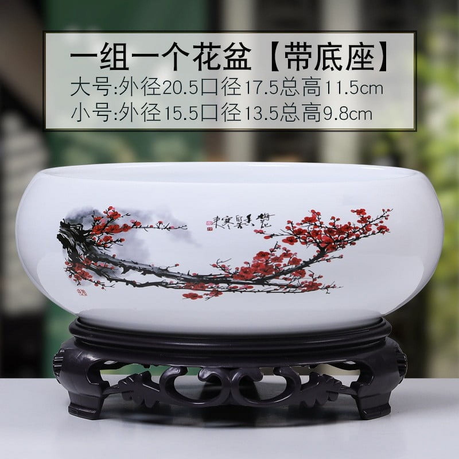 Neorosiri Chinese Ceramic Hydroponic Bonsai Bowl Planter with Stand ...
