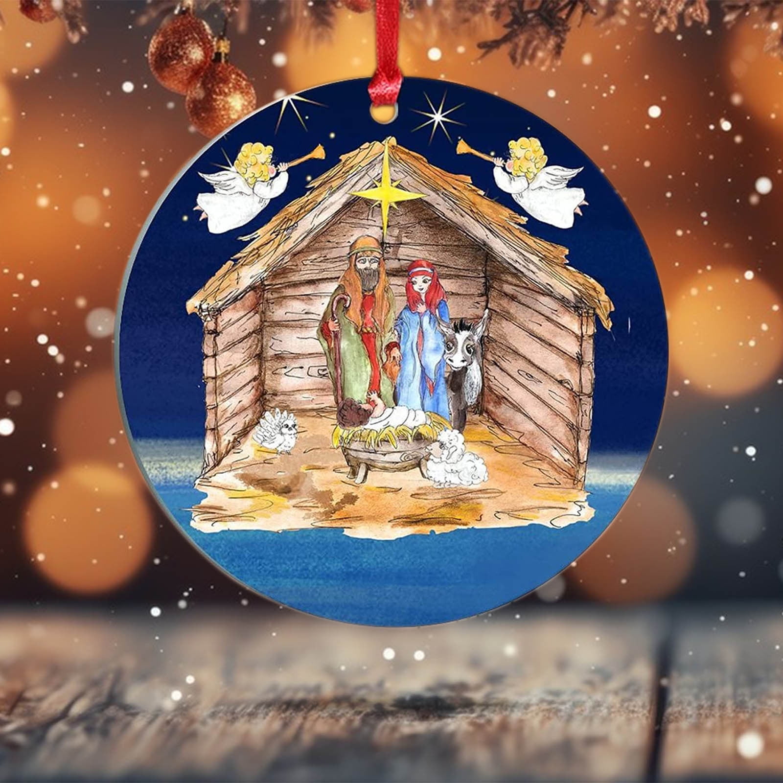 Neorosiri Christmas Hanging Decoration – Advent Scene Holiday Ornament ...