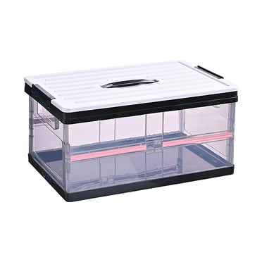 42L Collapsible Storage Container with Wood Lid, Stackable Storage ...