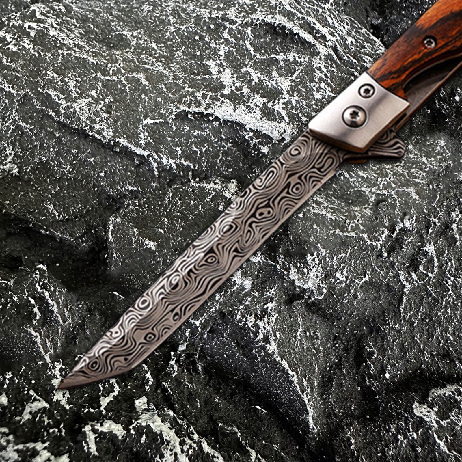 Neorosiri Damascus Folding Pocket Knife – Survival Knife with ...