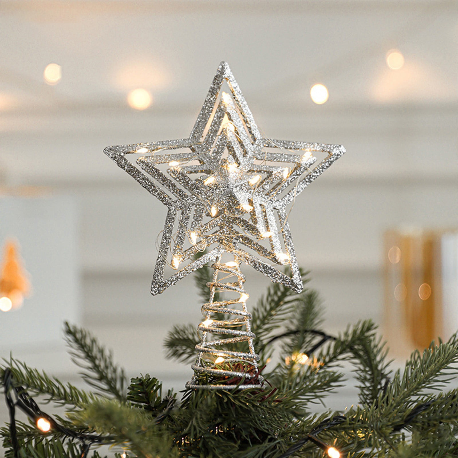 Neorosiri Illuminated Five-Pointed Star Christmas Tree Topper Perfect ...