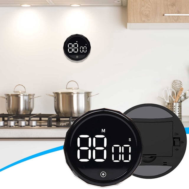 Neorosiri Magnetic Rotating Timer,3 Inch LED Screen Silent Alarm ...