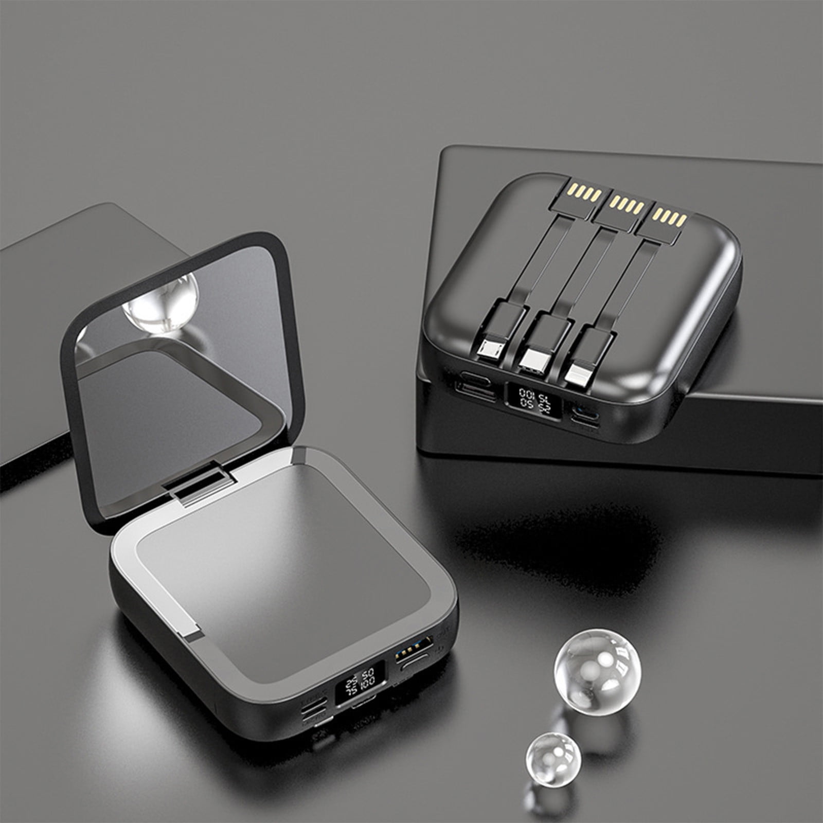 Neorosiri Mini Power Bank with Integrated Cables - 10000mAh Portable ...