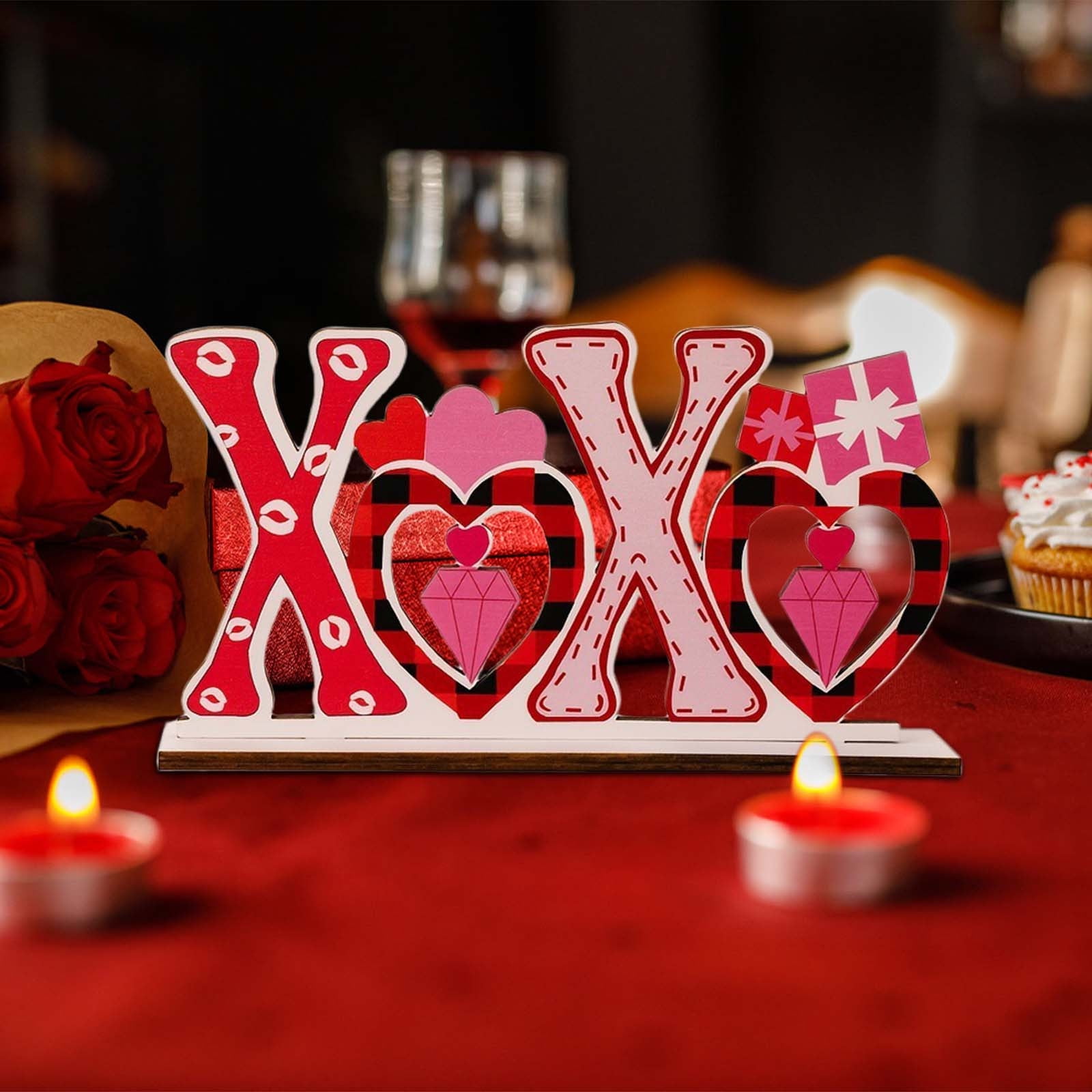 Neorosiri Valentine's Day Table Decoration, Romantic Love Letter Wooden ...