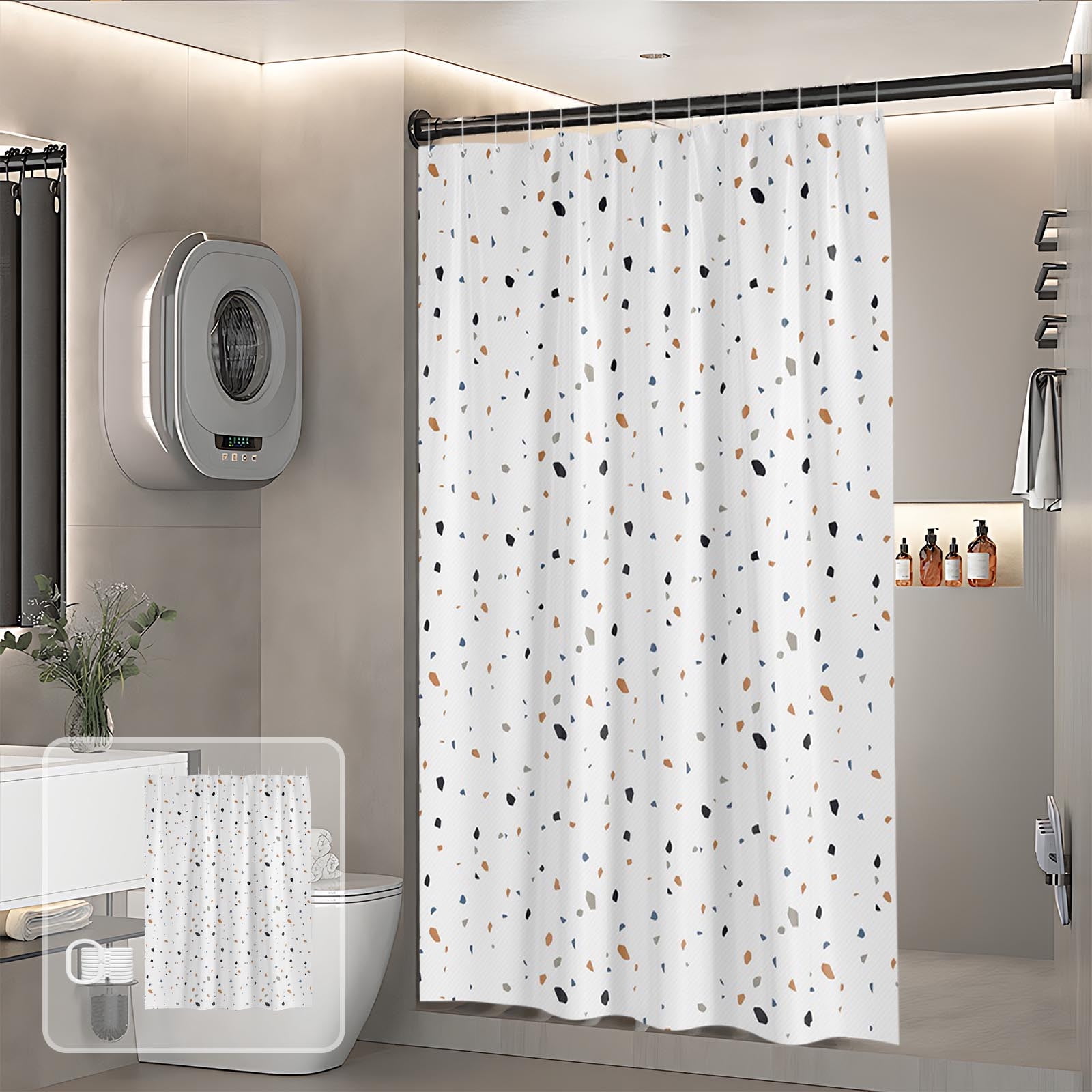 Neorosiri Waterproof Shower Curtain No Hook Design,Split Rings Floral ...